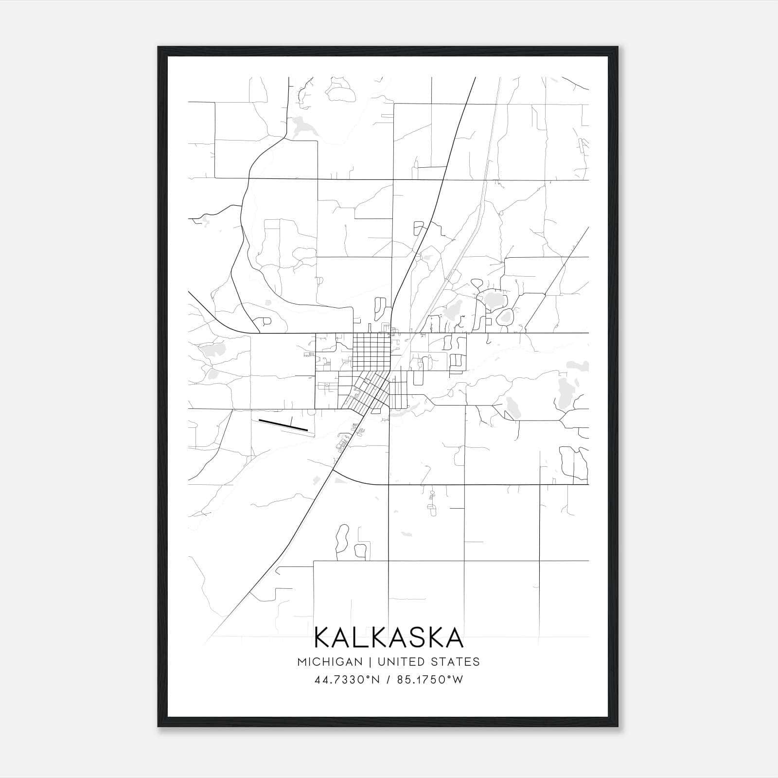 Kalkaska Michigan Map Poster, Modern Home Decor Wall Art Print - Custom ...