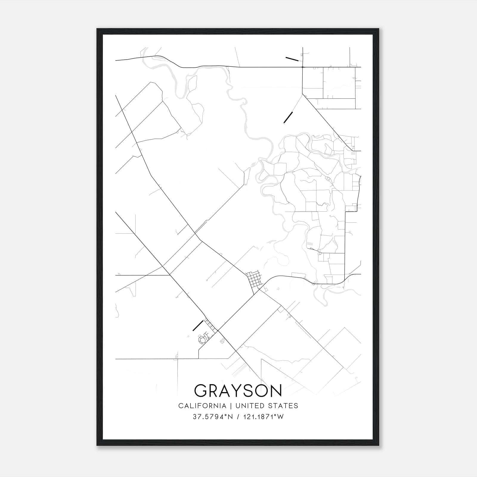 Grayson California Map Poster, Modern Home Decor Wall Art Print ...