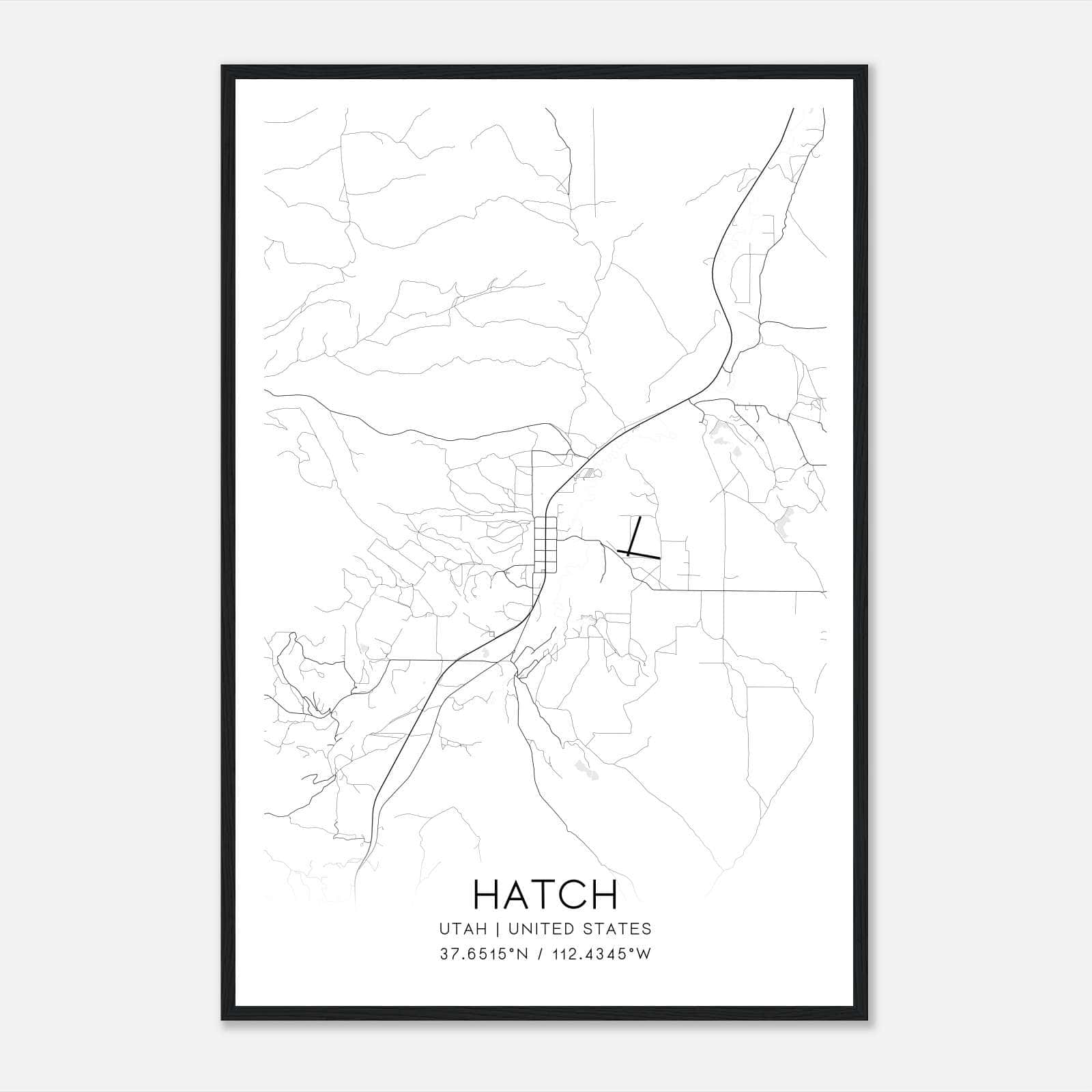 Hatch Utah Map Poster, Modern Home Decor Wall Art Print - Custom Maps & Posters