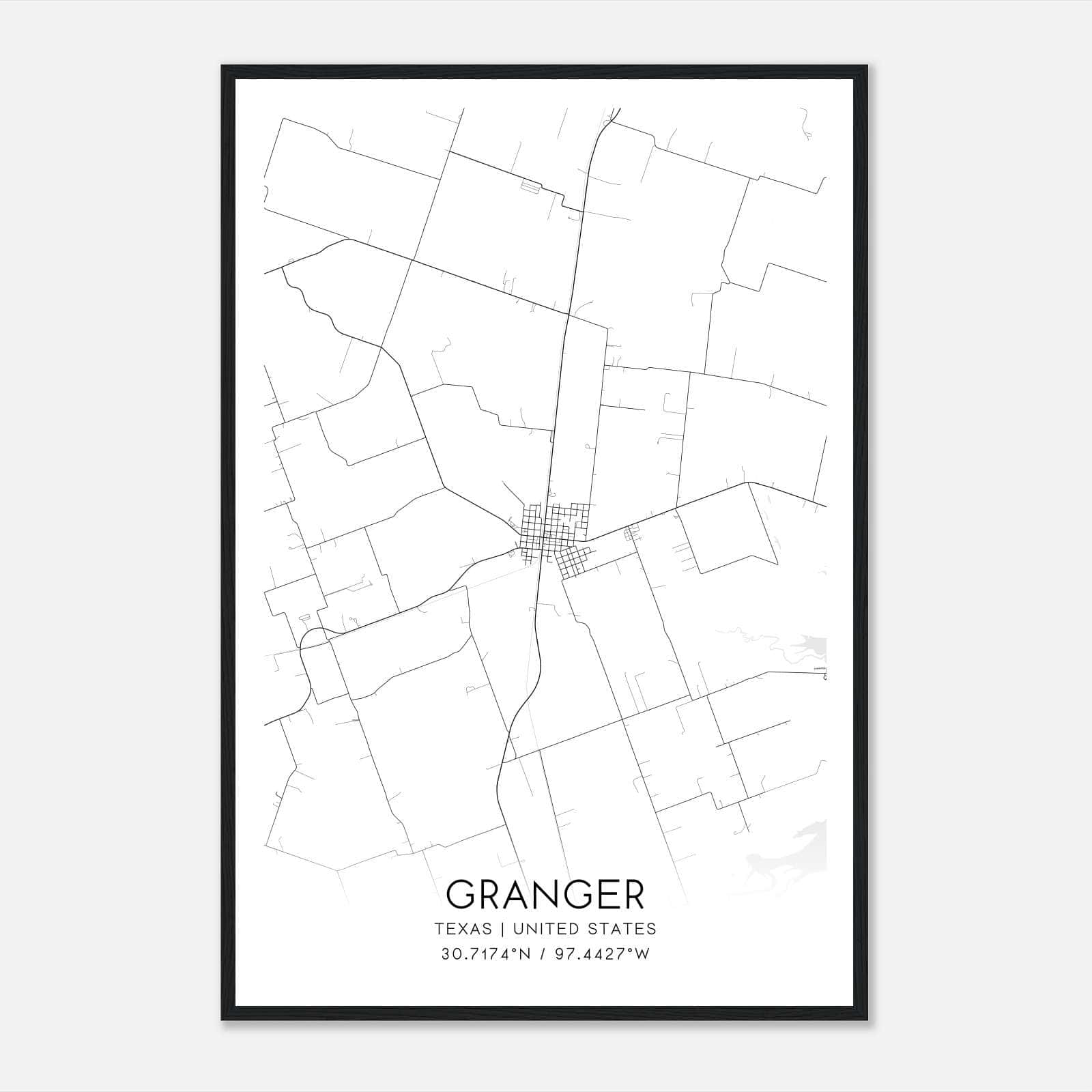 Granger Texas Map Poster, Modern Home Decor Wall Art Print - Custom ...