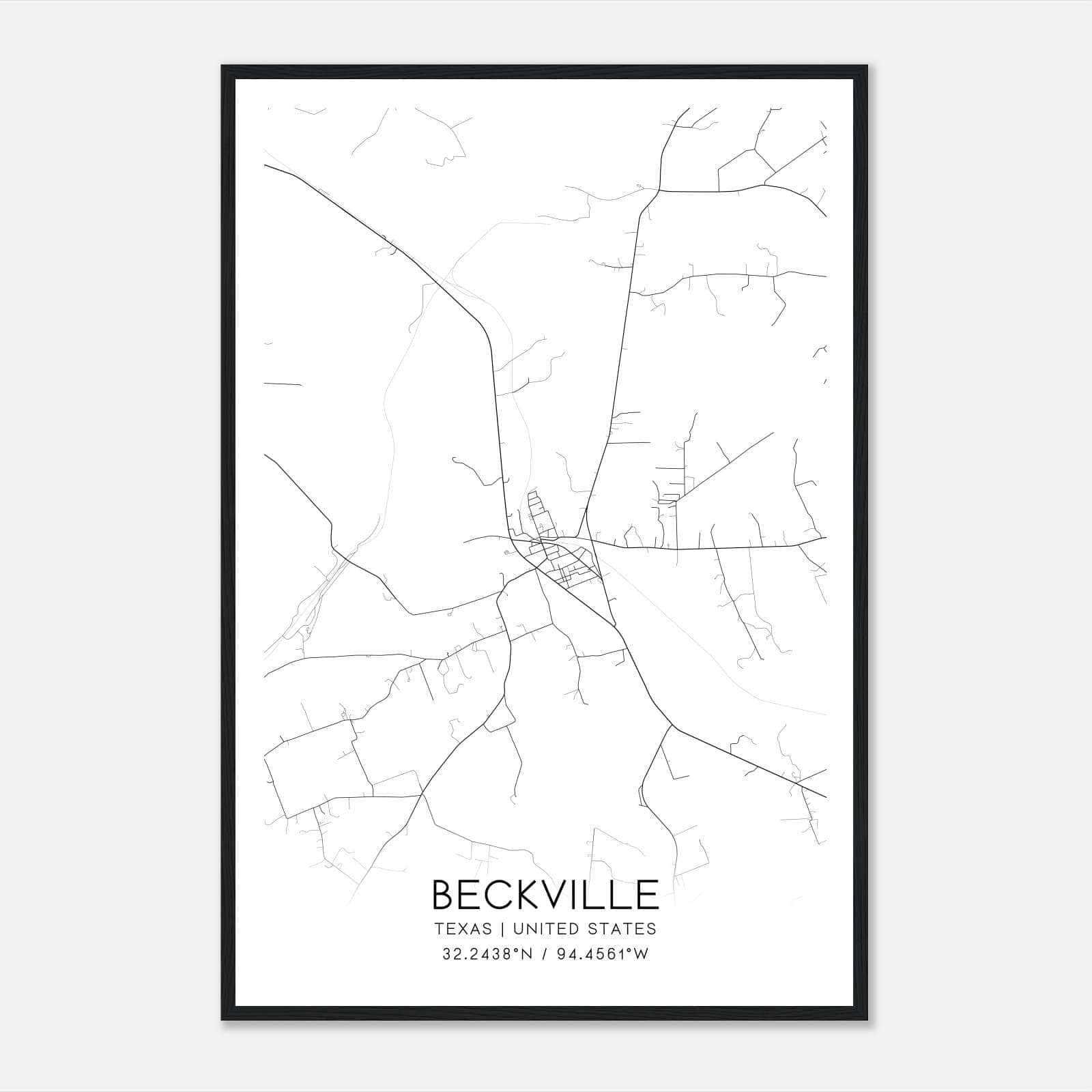 Beckville Texas Map Poster, Modern Home Decor Wall Art Print - Custom ...