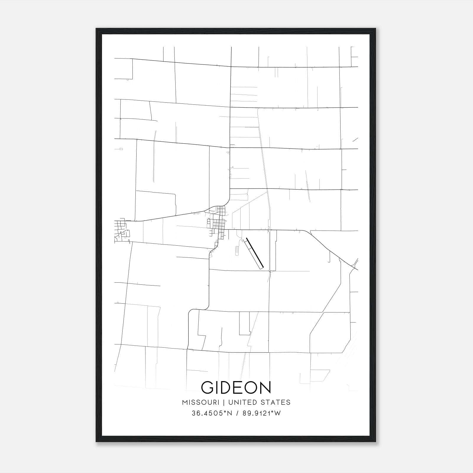 Gideon Missouri Map Poster, Modern Home Decor Wall Art Print - Custom ...
