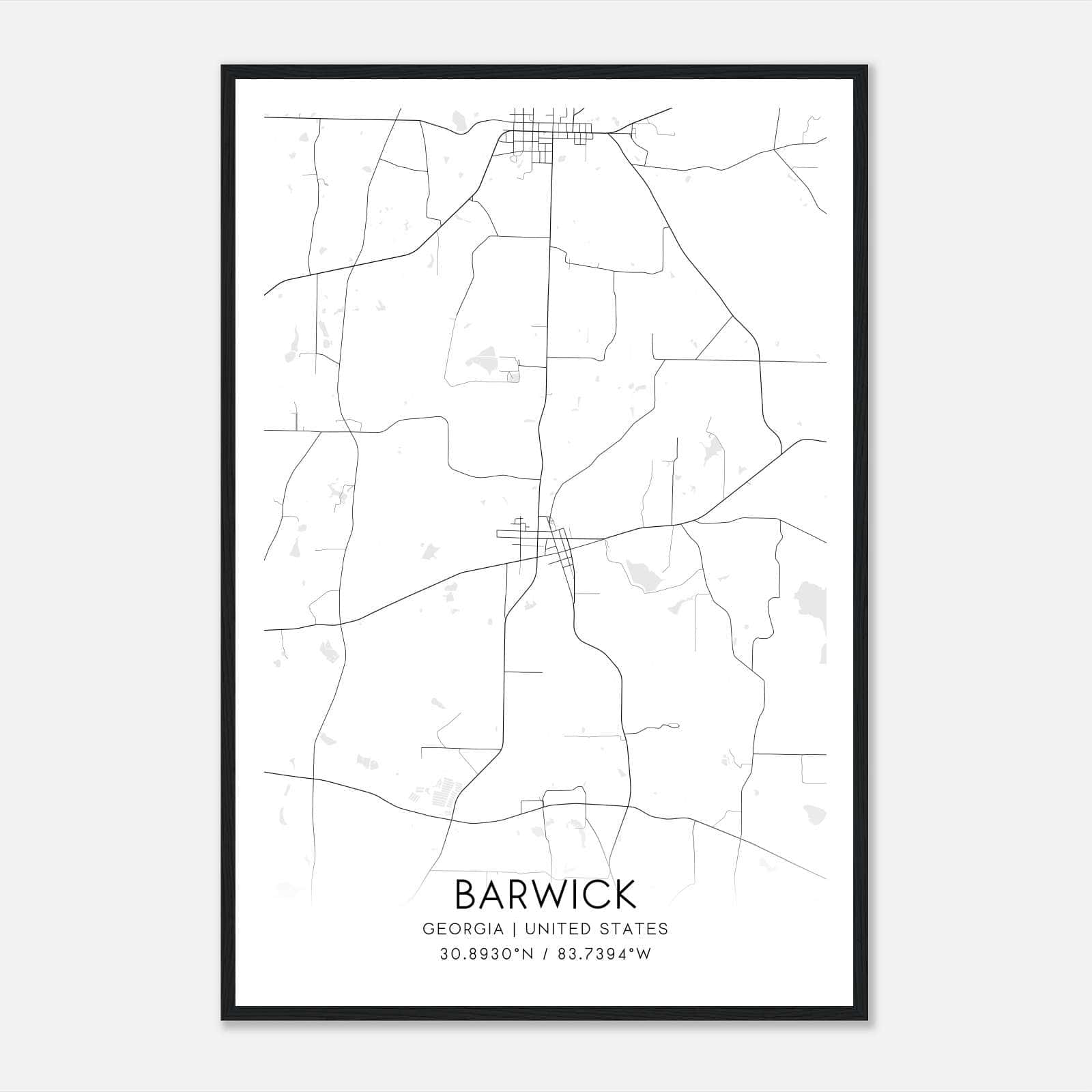 Barwick Georgia Map Poster, Modern Home Decor Wall Art Print - Custom ...