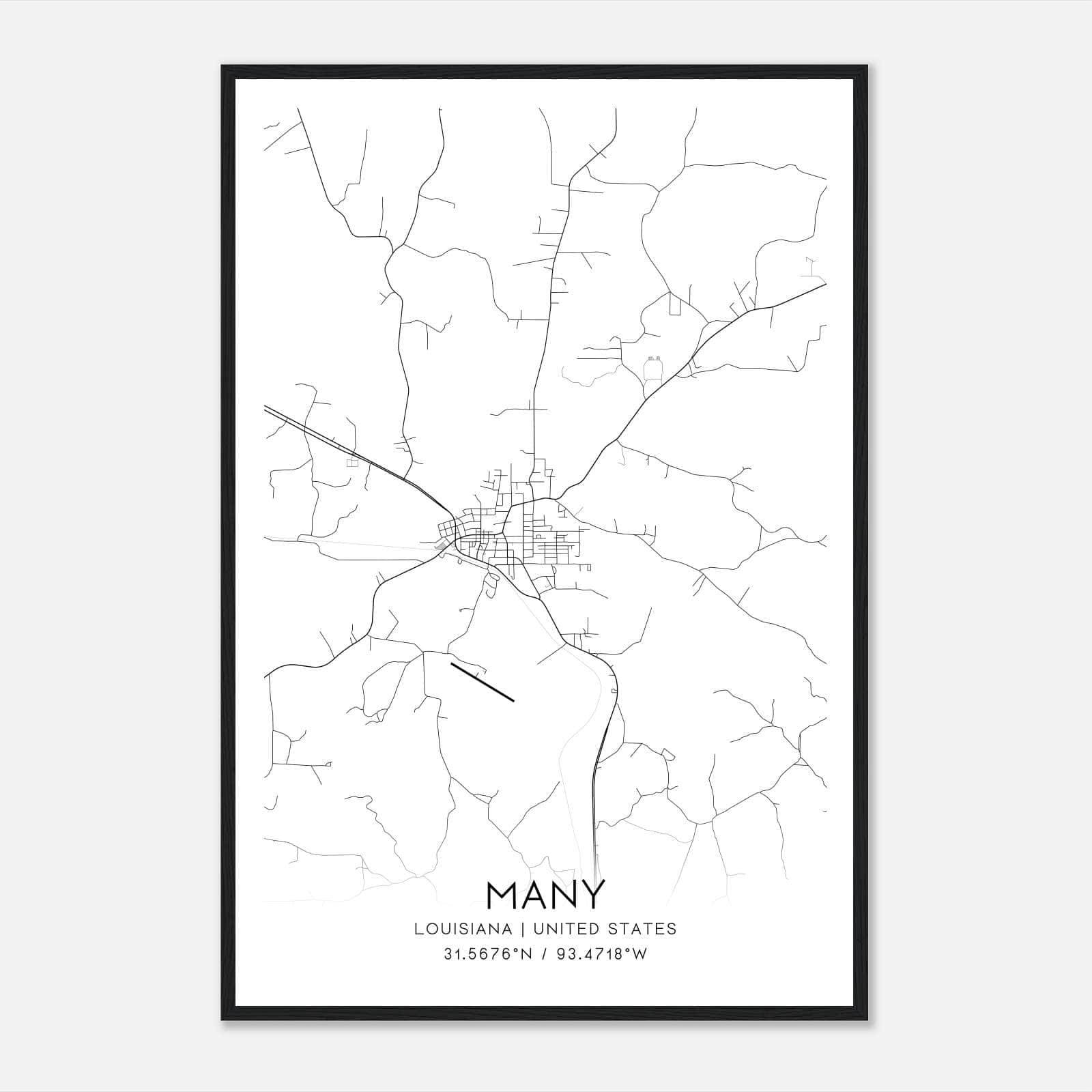 Many Louisiana Map Poster, Modern Home Decor Wall Art Print - Custom ...