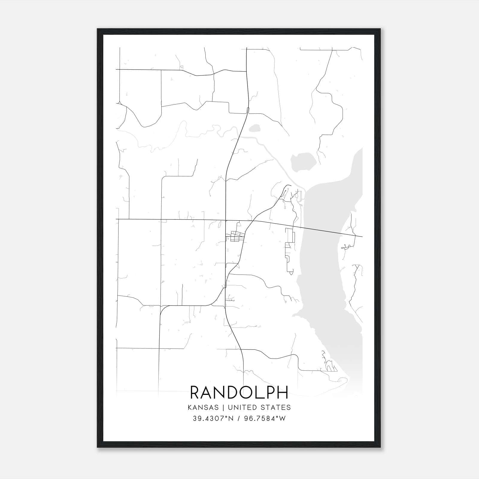 Randolph Kansas Map Poster, Modern Home Decor Wall Art Print - Custom Maps & Posters