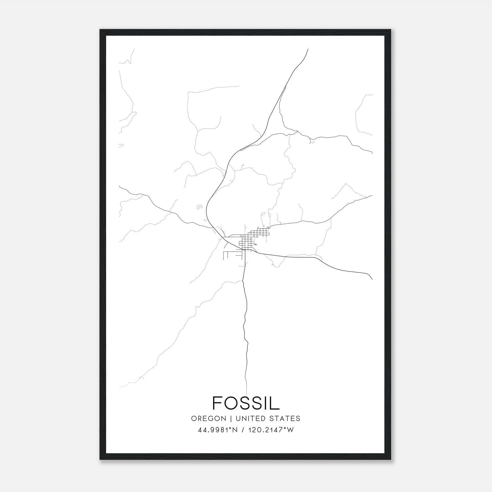 Fossil Oregon Map Poster, Modern Home Decor Wall Art Print - Custom ...