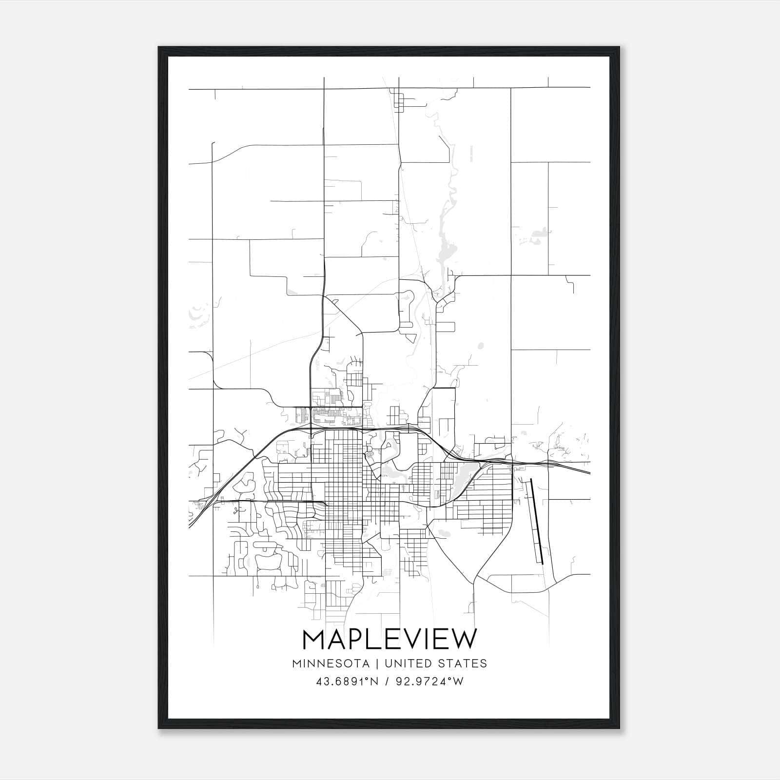 Mapleview Minnesota Map Poster, Modern Home Decor Wall Art Print ...