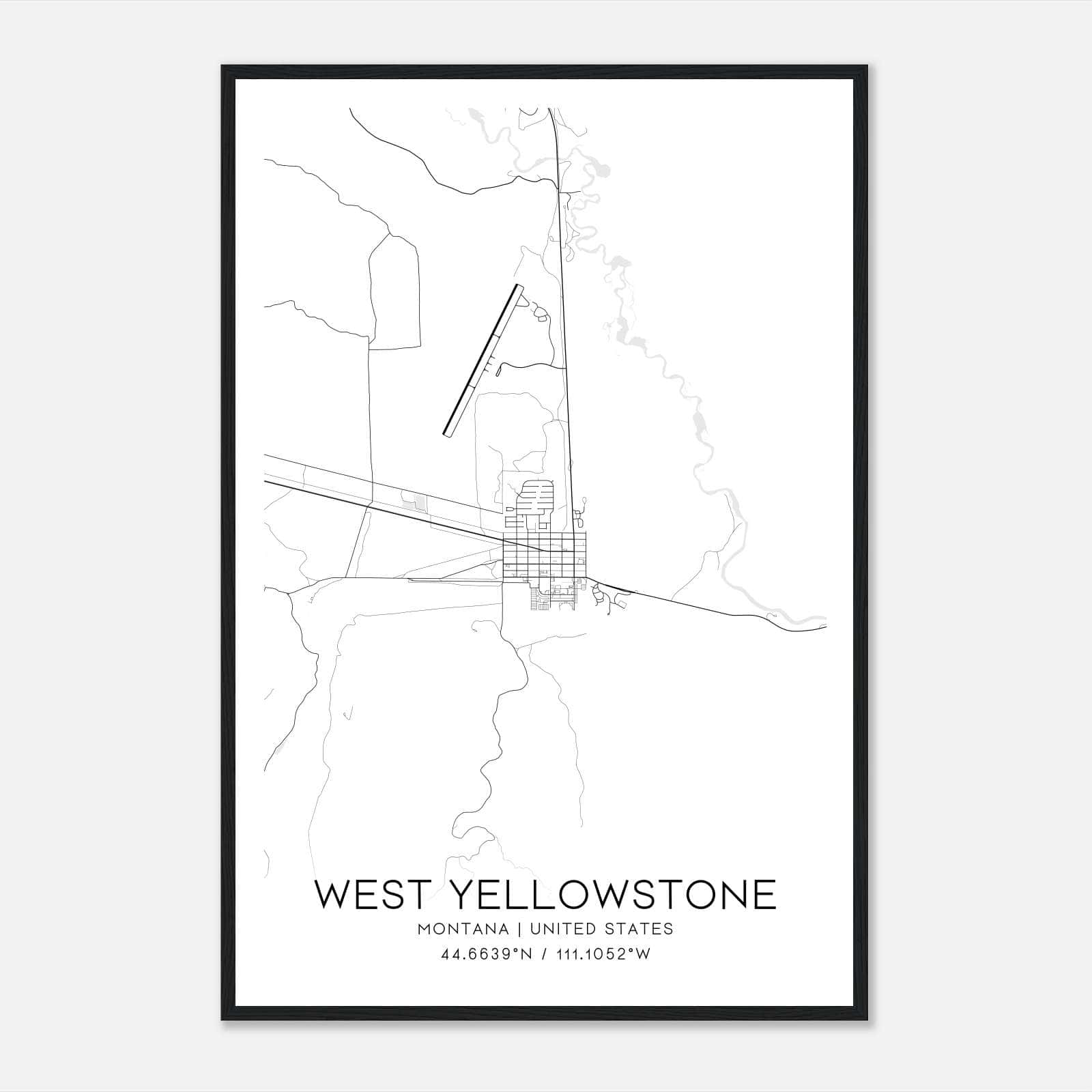West Yellowstone Montana Map Poster, Modern Home Decor Wall Art Print ...