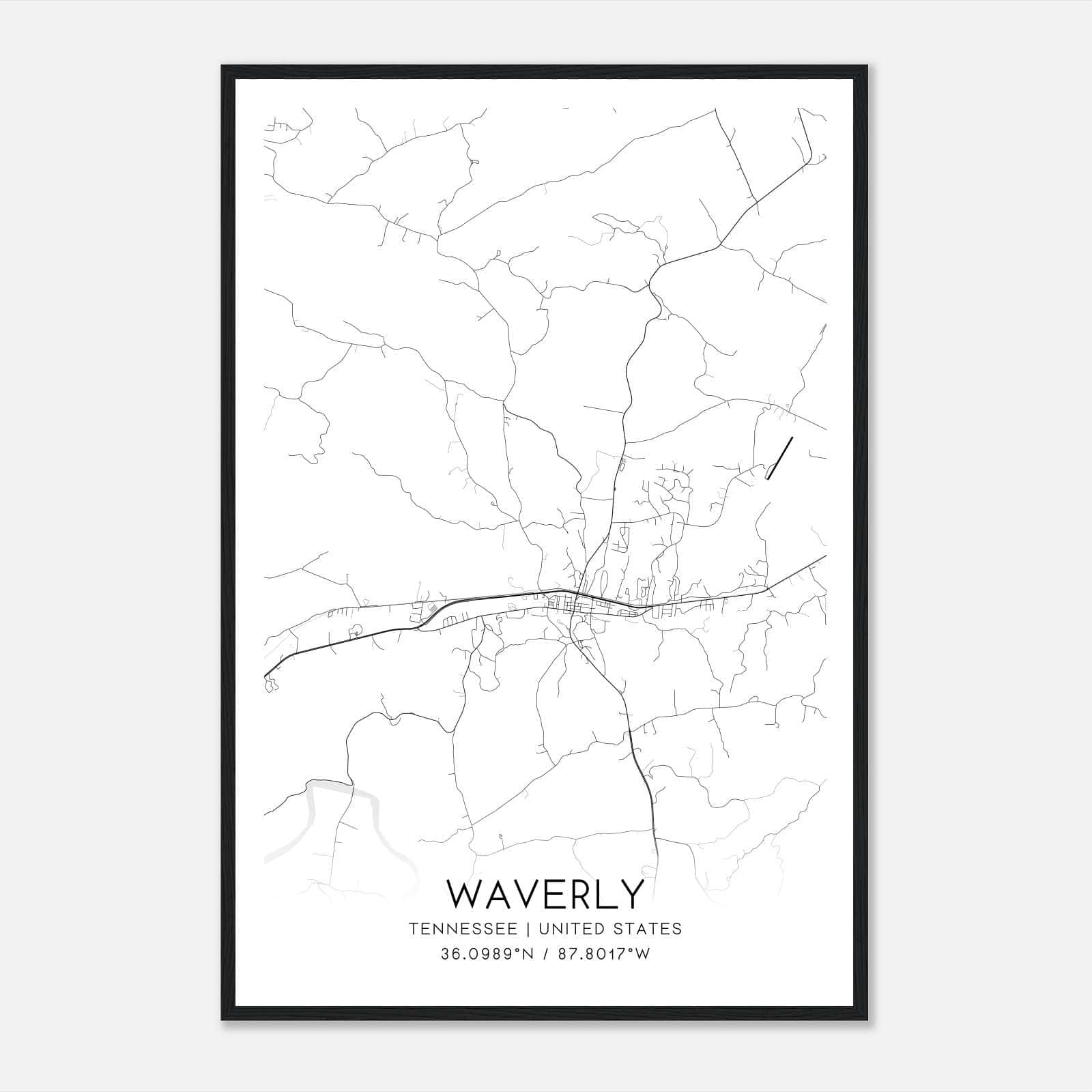 Waverly Tennessee Map Poster, Modern Home Decor Wall Art Print - Custom ...