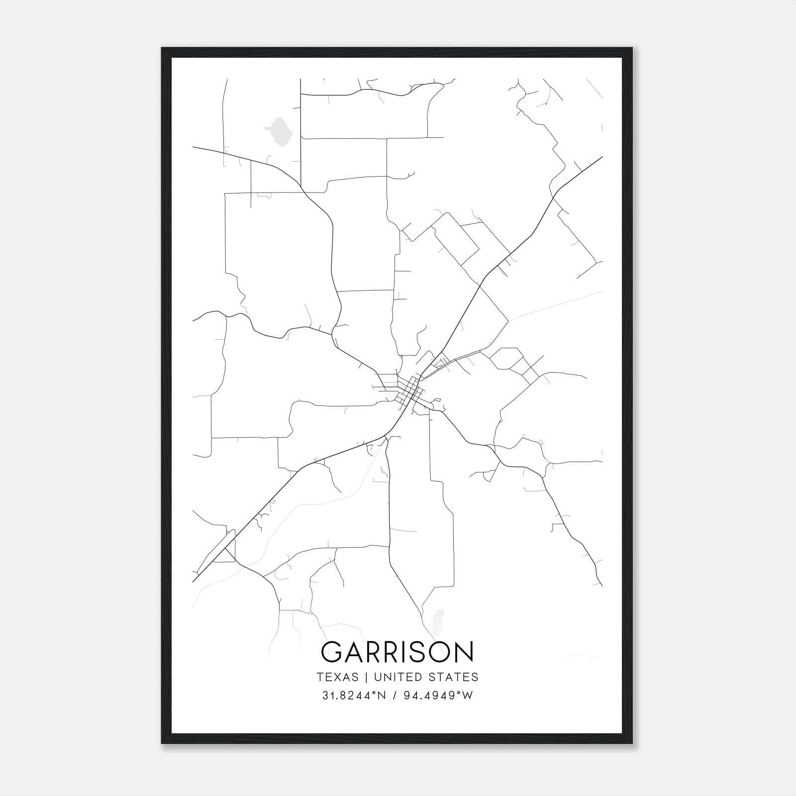 Garrison Texas Map Poster, Modern Home Decor Wall Art Print - Custom ...