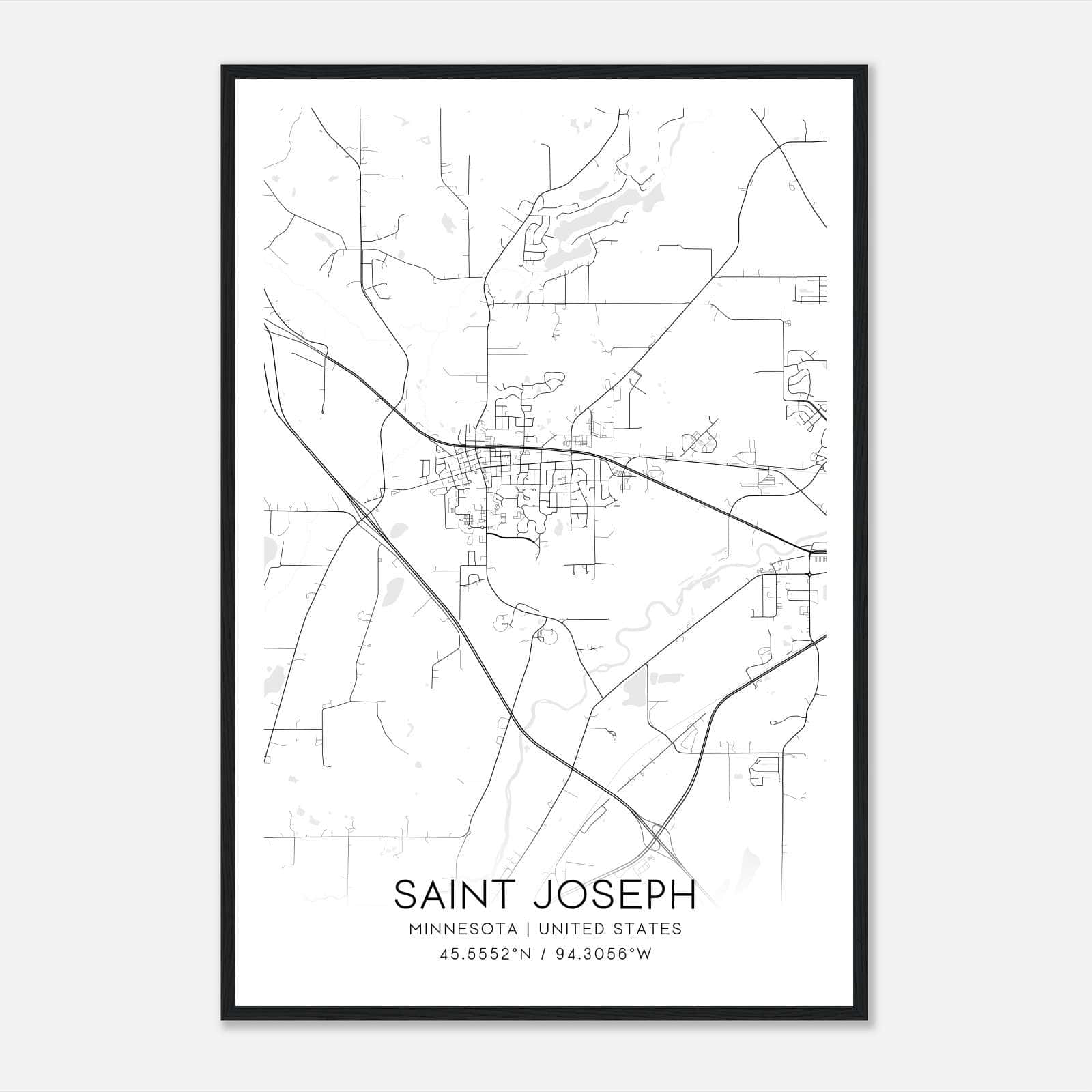 Saint Joseph Minnesota Map Poster, Modern Home Decor Wall Art Print ...