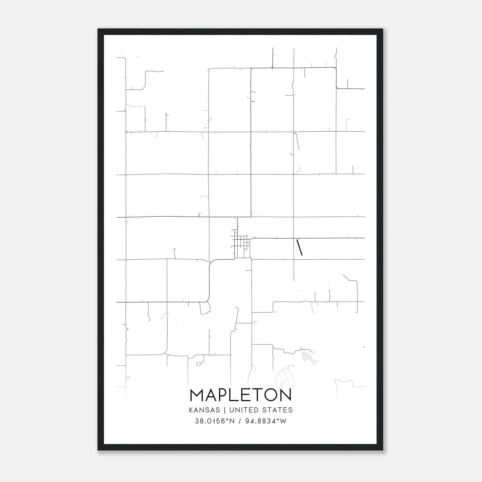 Mapleton Kansas Map Poster, Modern Home Decor Wall Art Print - Custom ...