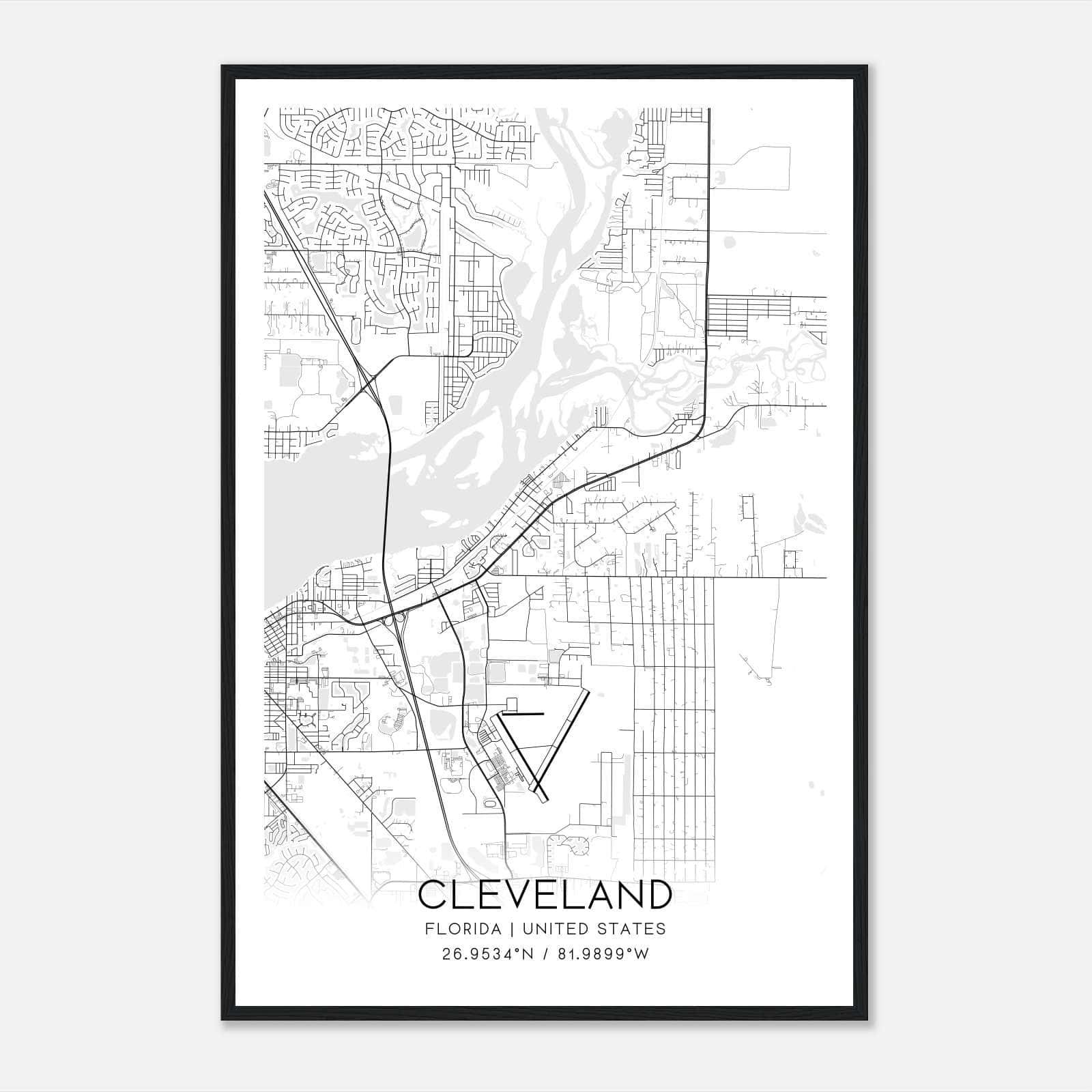 Cleveland Florida Map Poster, Modern Home Decor Wall Art Print - Custom ...