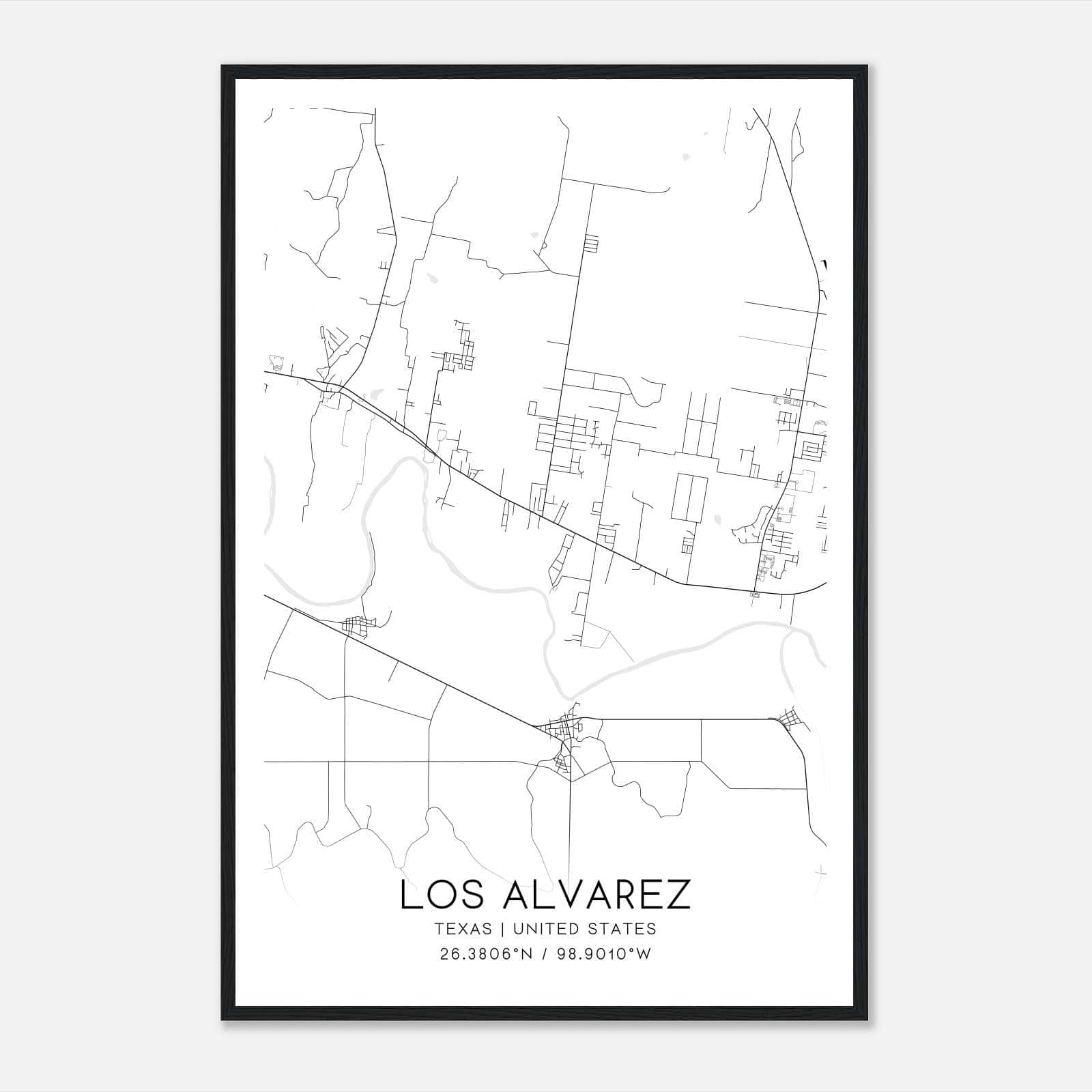 Los Alvarez Texas Map Poster, Modern Home Decor Wall Art Print - Custom ...