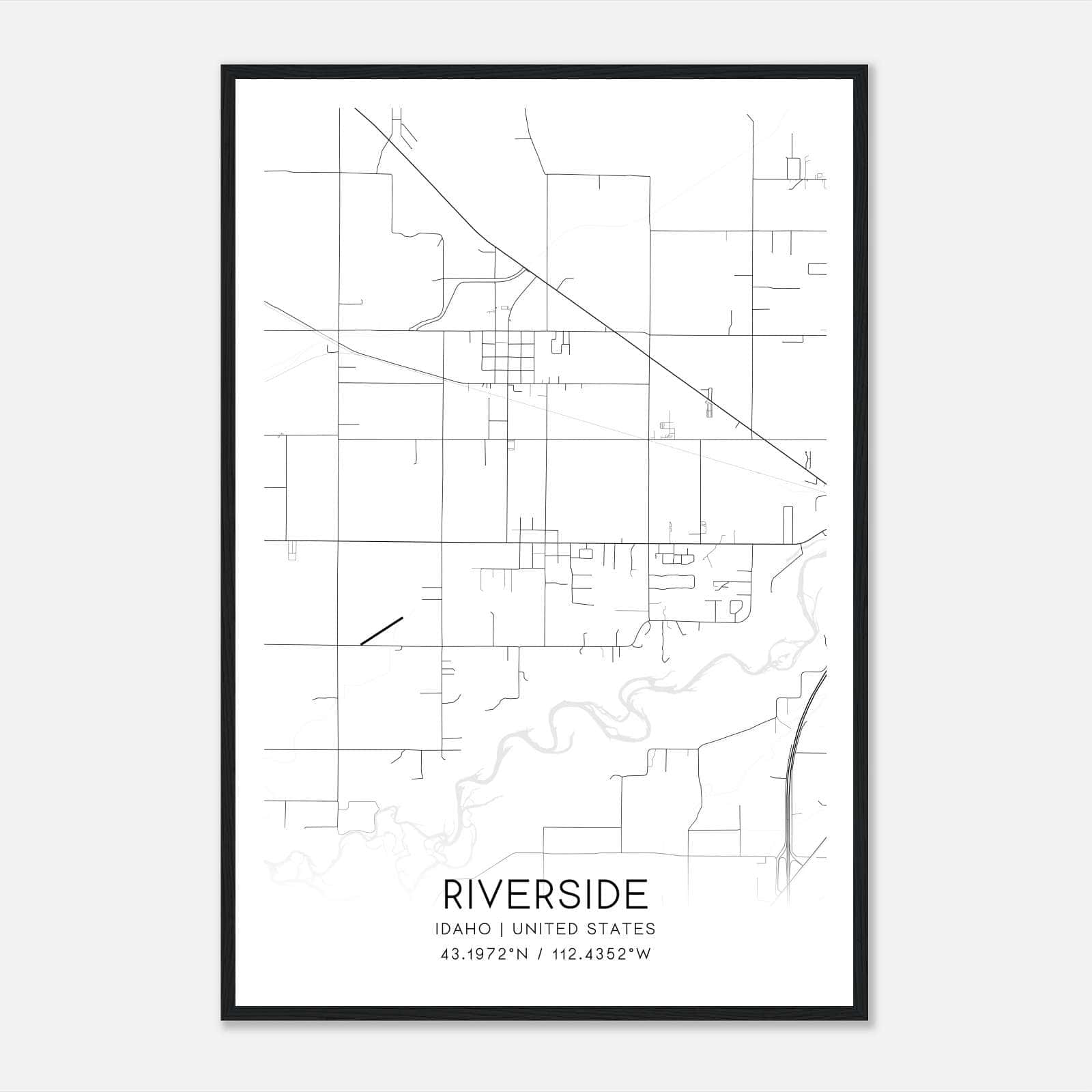 Riverside Idaho Map Poster, Modern Home Decor Wall Art Print - Custom ...