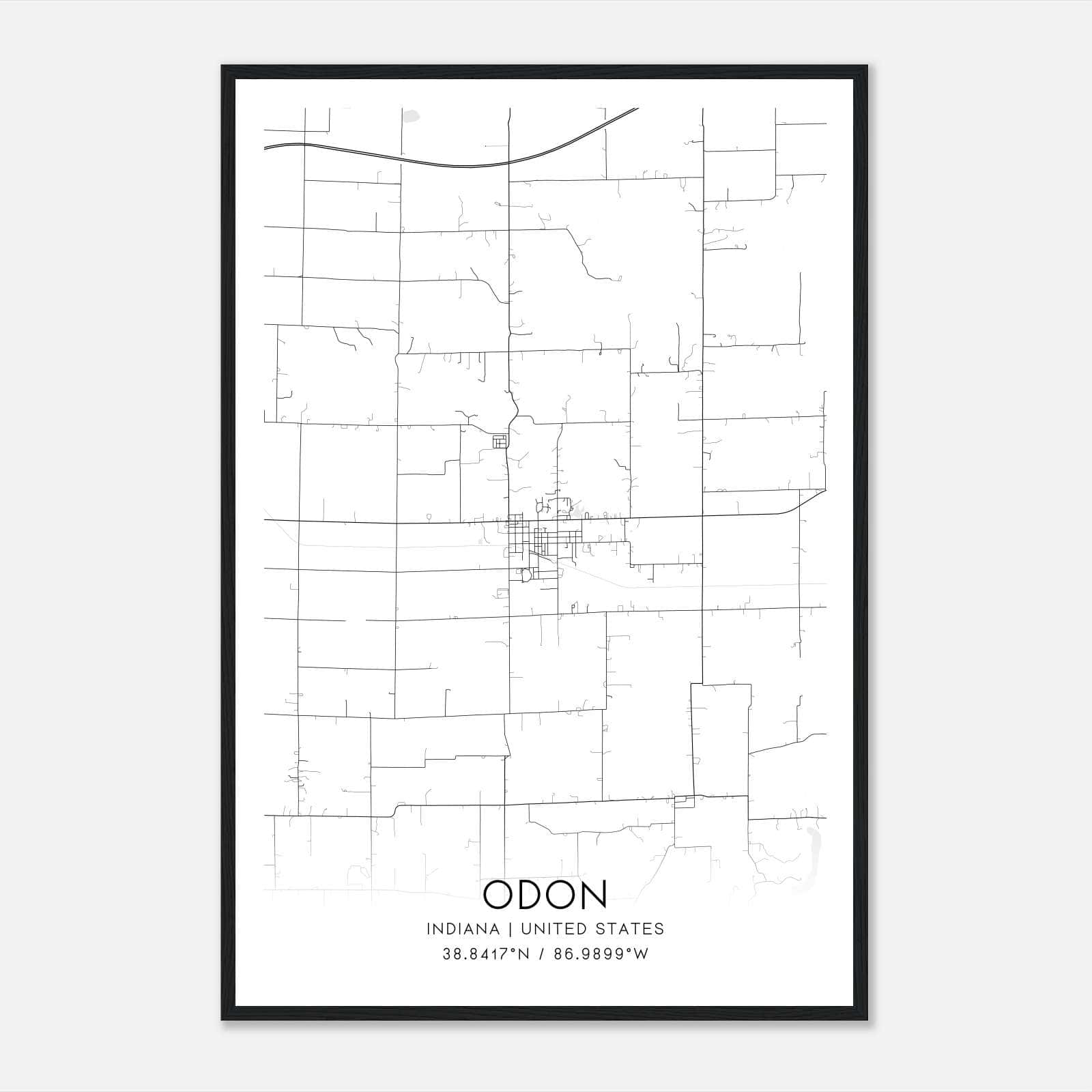 Odon Indiana Map Poster, Modern Home Decor Wall Art Print - Custom Maps ...