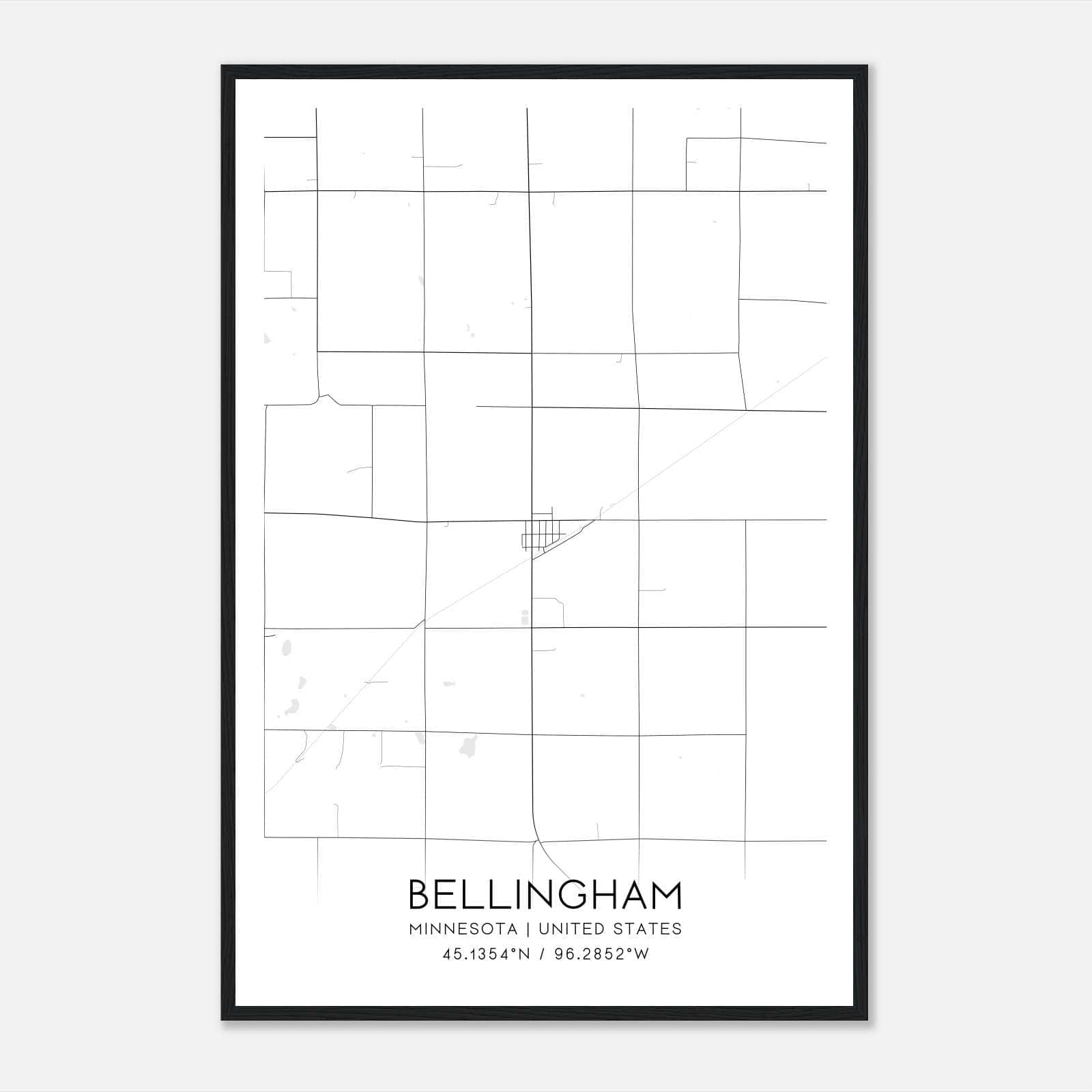 Bellingham Minnesota Map Poster, Modern Home Decor Wall Art Print ...
