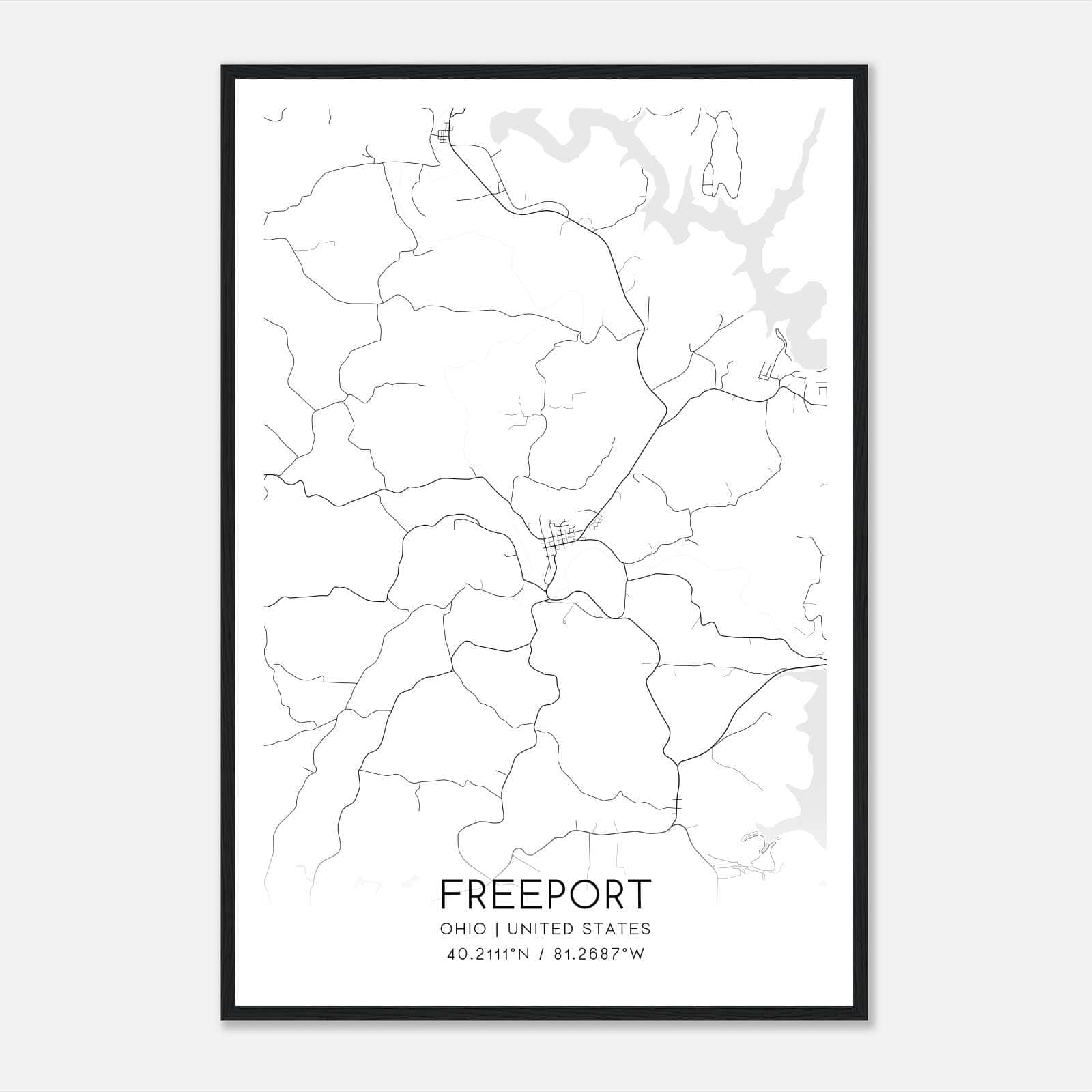 Freeport Ohio Map Poster, Modern Home Decor Wall Art Print - Custom ...
