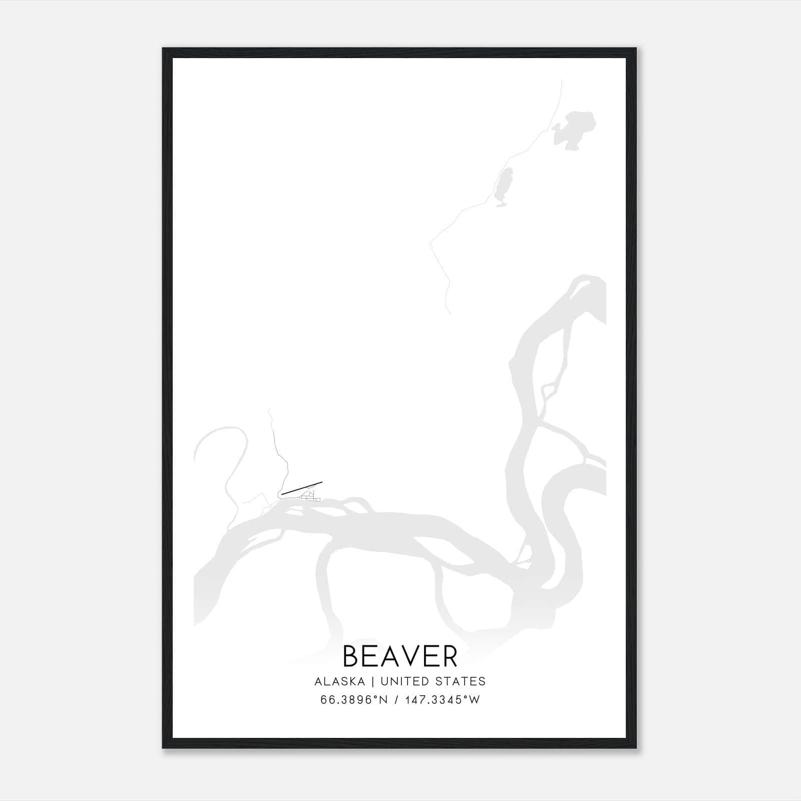 Beaver Alaska Map Poster, Modern Home Decor Wall Art Print - Custom ...