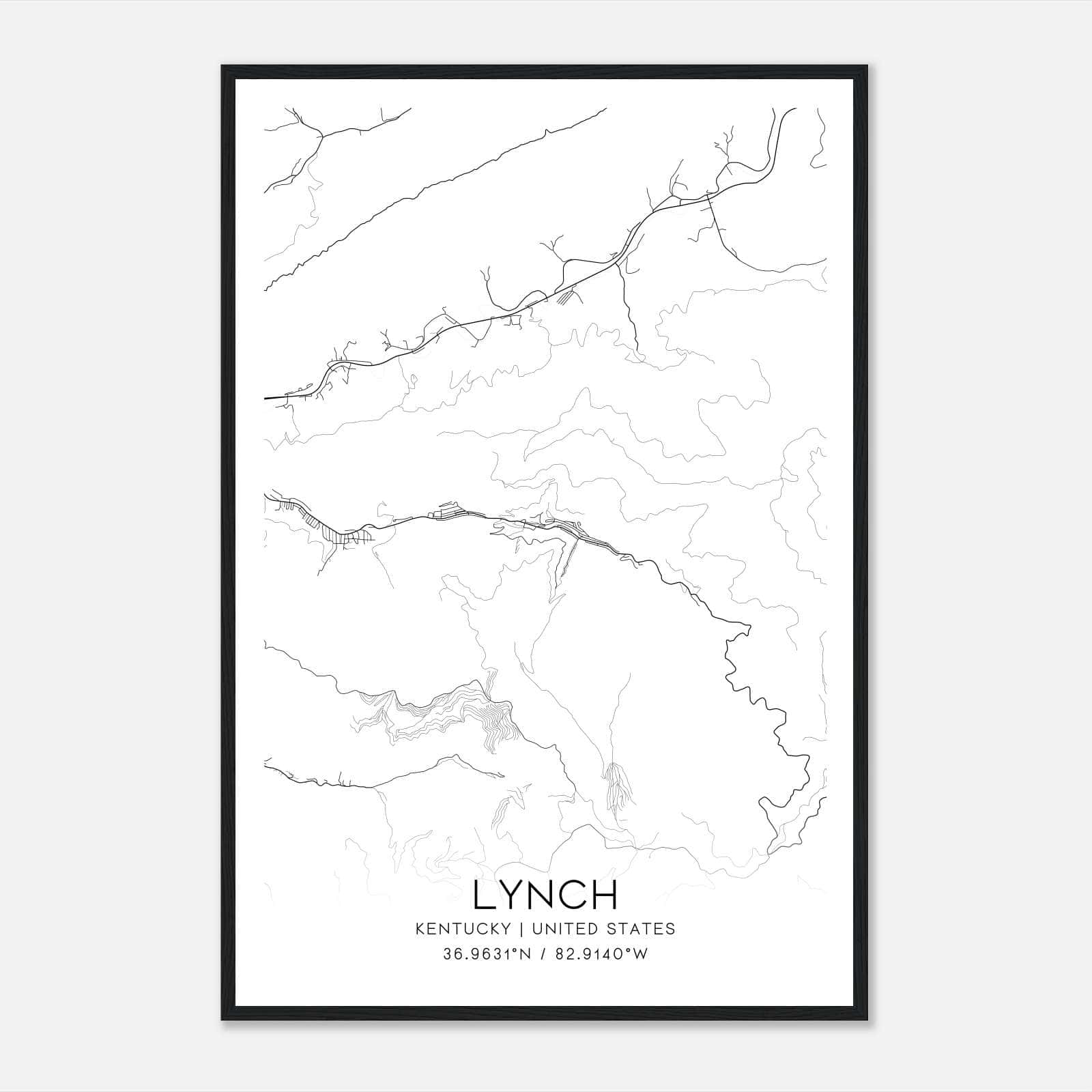 Lynch Kentucky Map Poster, Modern Home Decor Wall Art Print - Custom ...