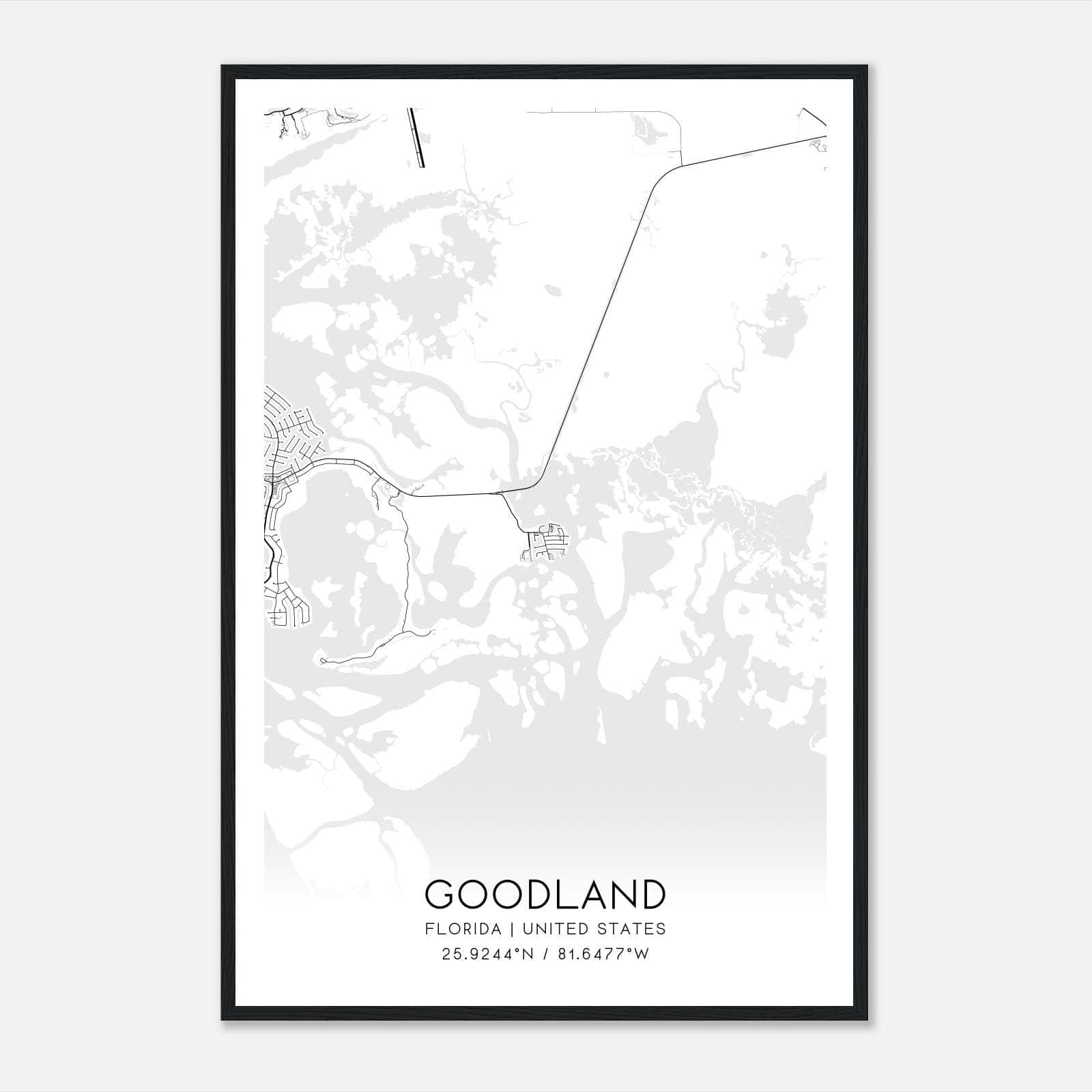 Goodland Florida Map Poster, Modern Home Decor Wall Art Print - Custom ...