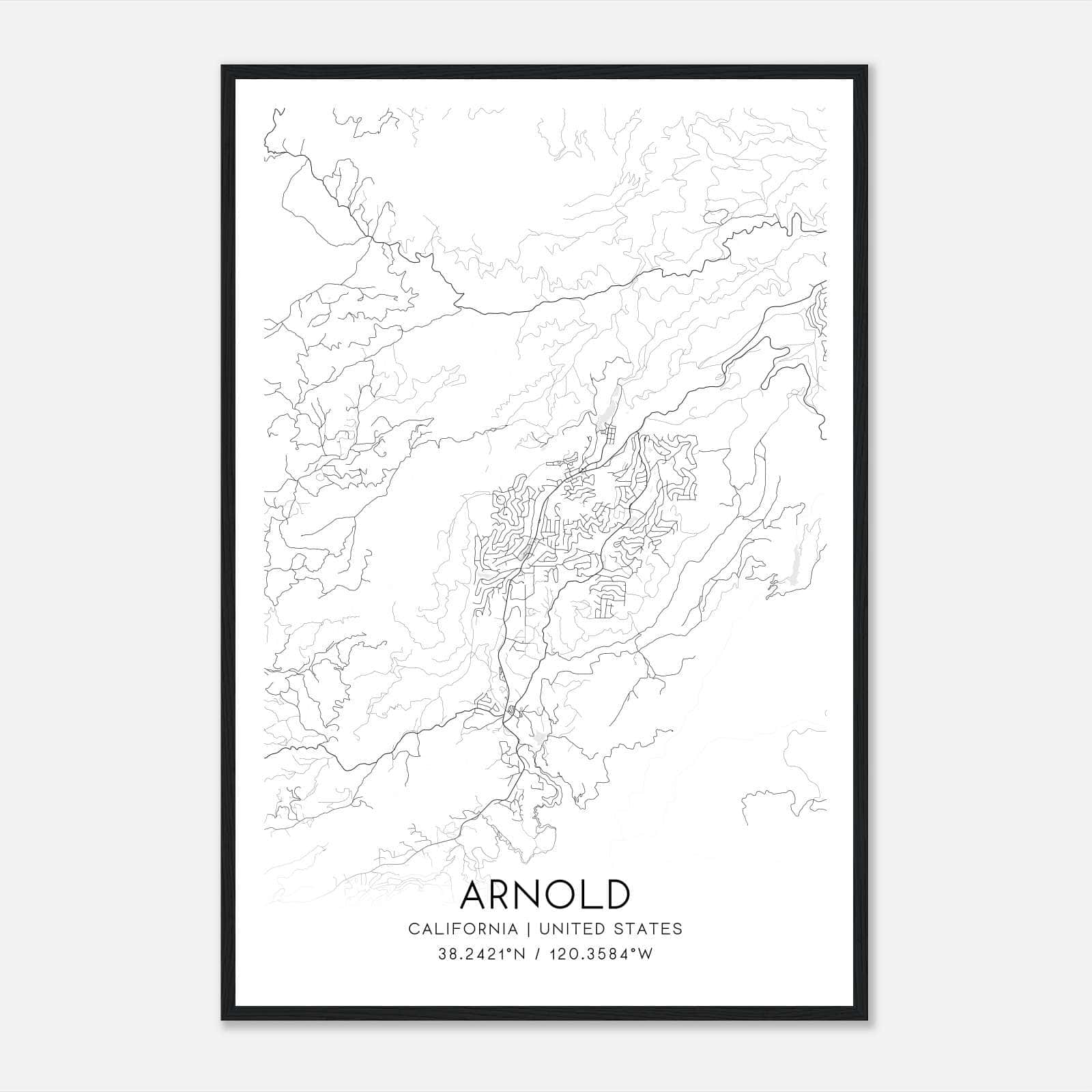Arnold California Map Poster, Modern Home Decor Wall Art Print - Custom ...