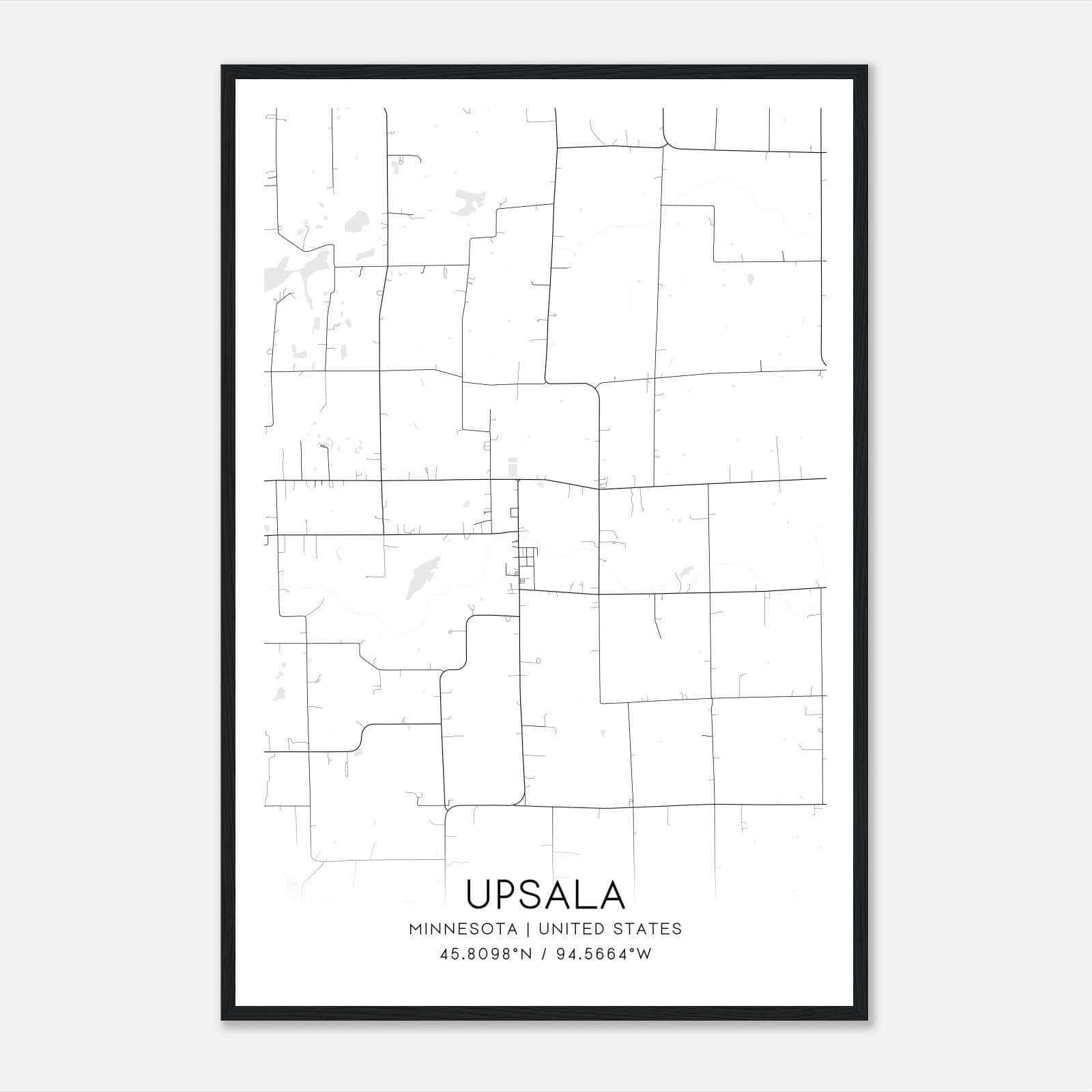 Upsala Minnesota Map Poster, Modern Home Decor Wall Art Print - Custom ...