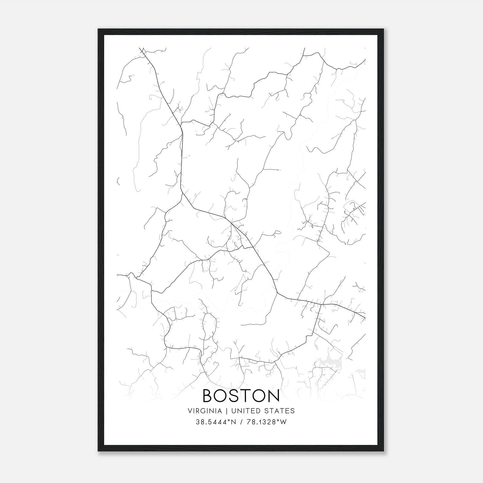 Boston Virginia Map Poster, Modern Home Decor Wall Art Print - Custom ...