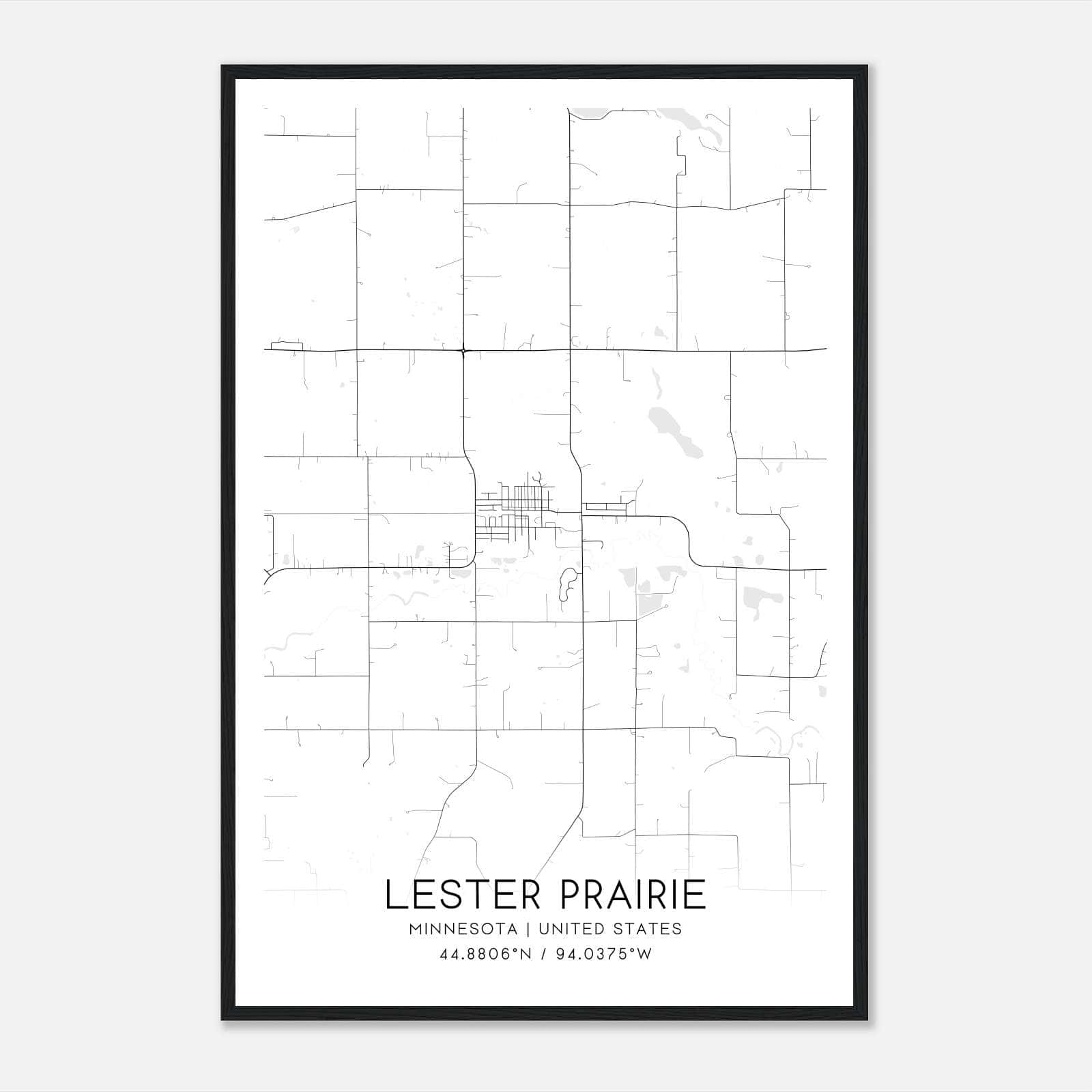 Lester Prairie Minnesota Map Poster, Modern Home Decor Wall Art Print ...