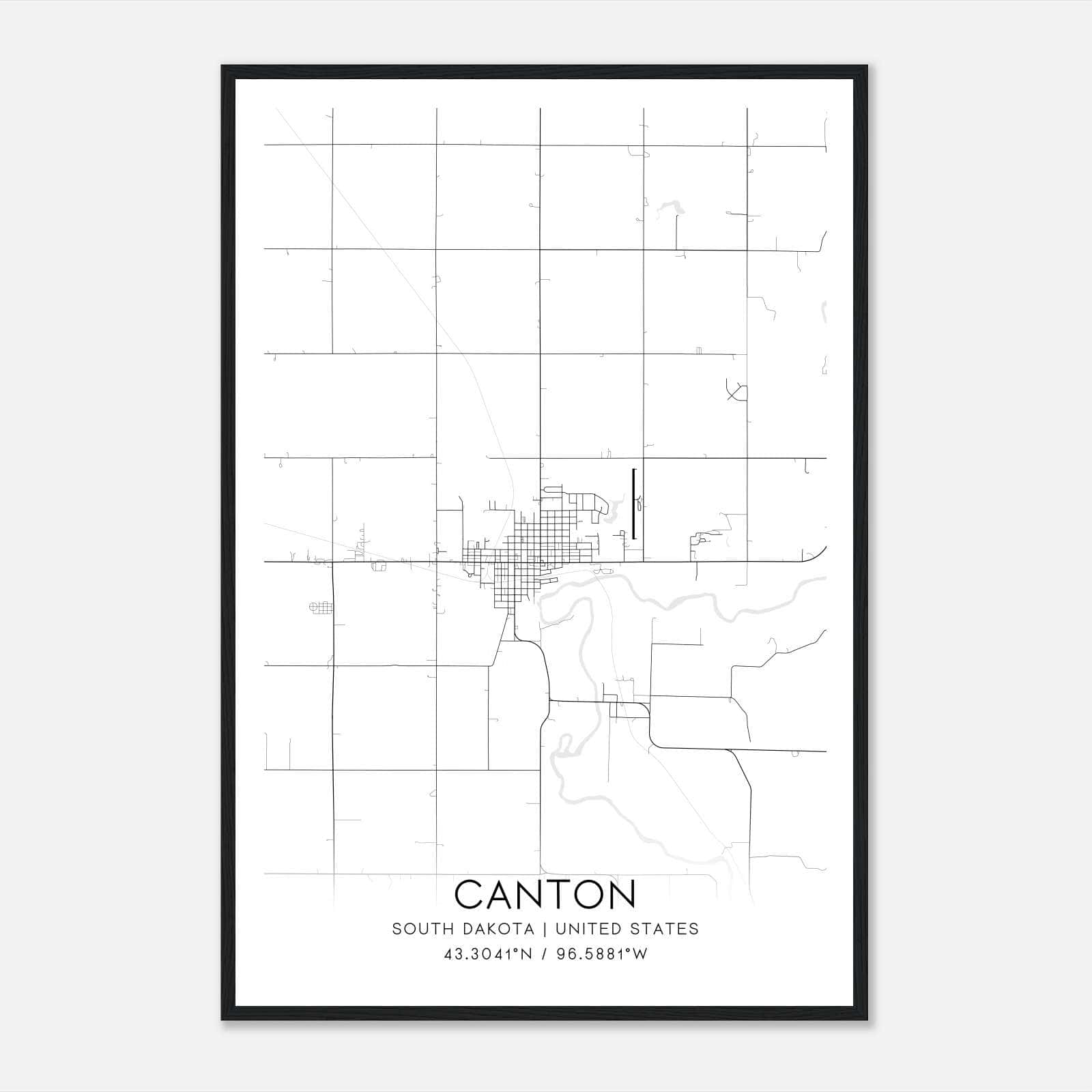 Canton South Dakota Map Poster, Modern Home Decor Wall Art Print ...