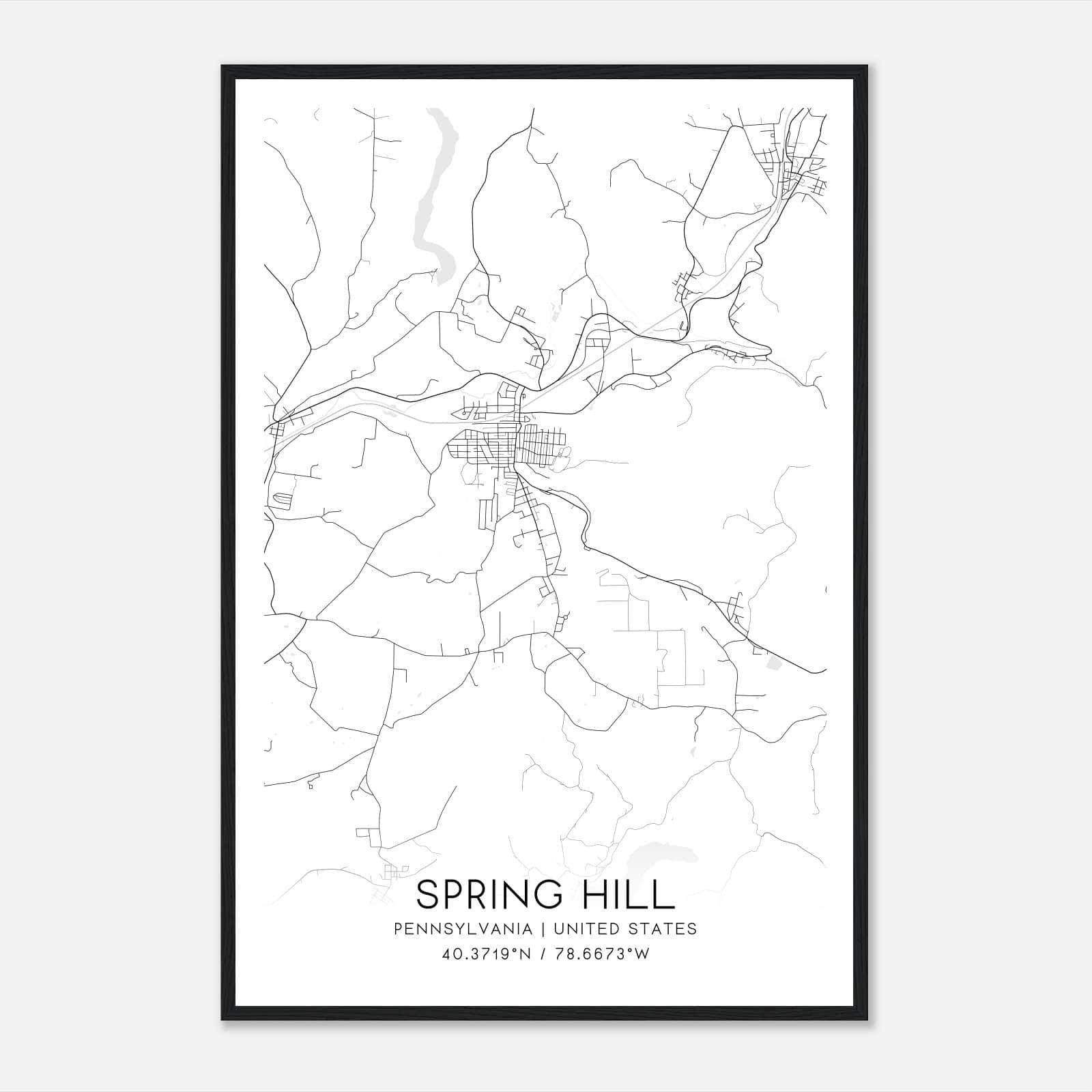 Spring Hill Pennsylvania Map Poster, Modern Home Decor Wall Art Print ...