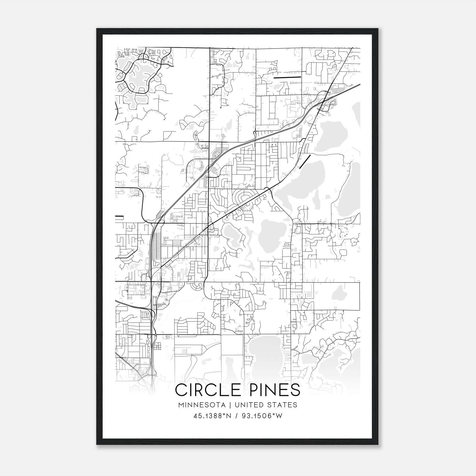 Circle Pines Minnesota Map Poster, Modern Home Decor Wall Art Print ...
