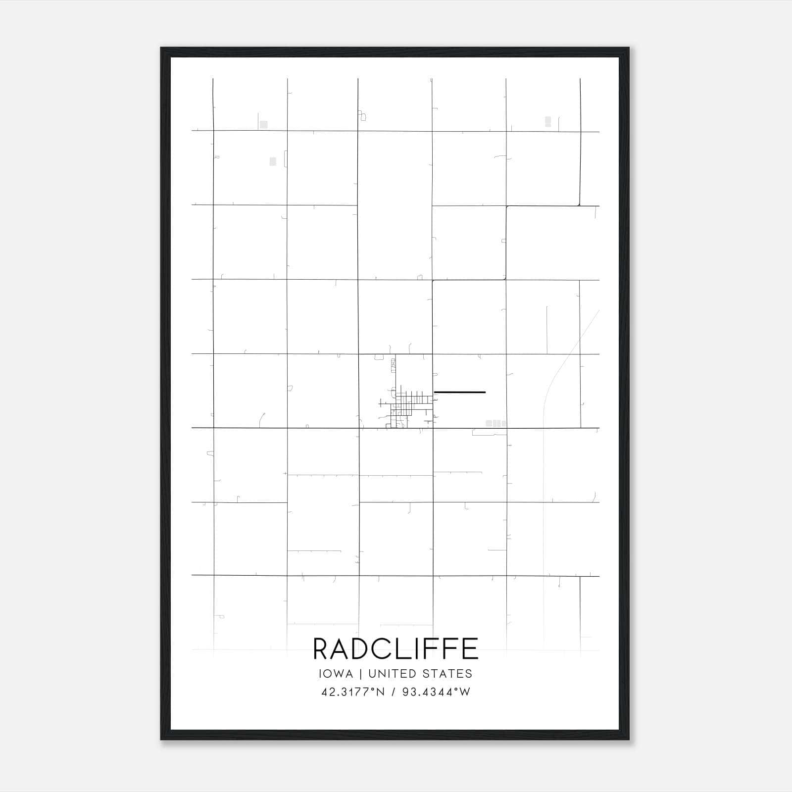Radcliffe Iowa Map Poster, Modern Home Decor Wall Art Print - Custom ...
