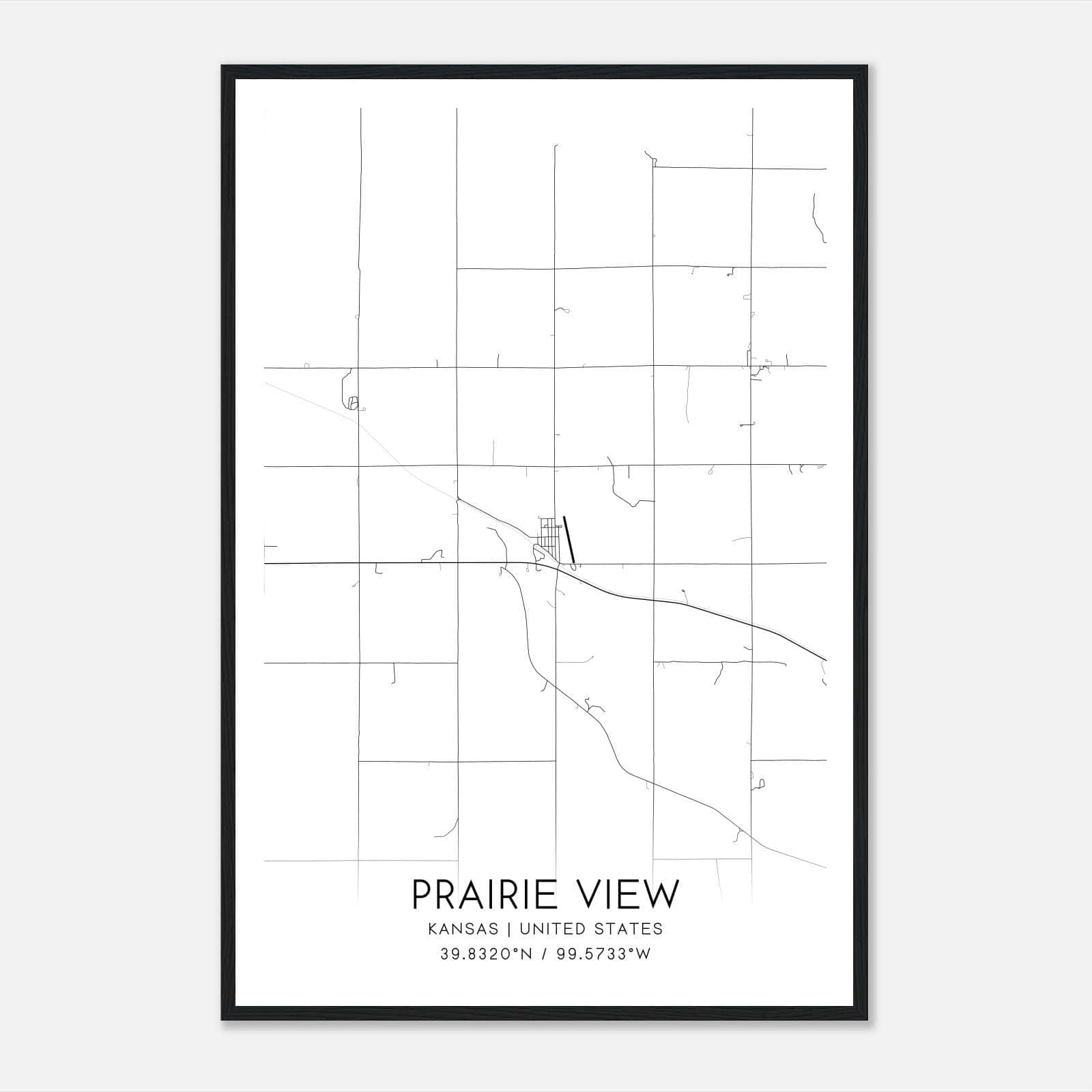 Prairie View Kansas Map Poster, Modern Home Decor Wall Art Print ...