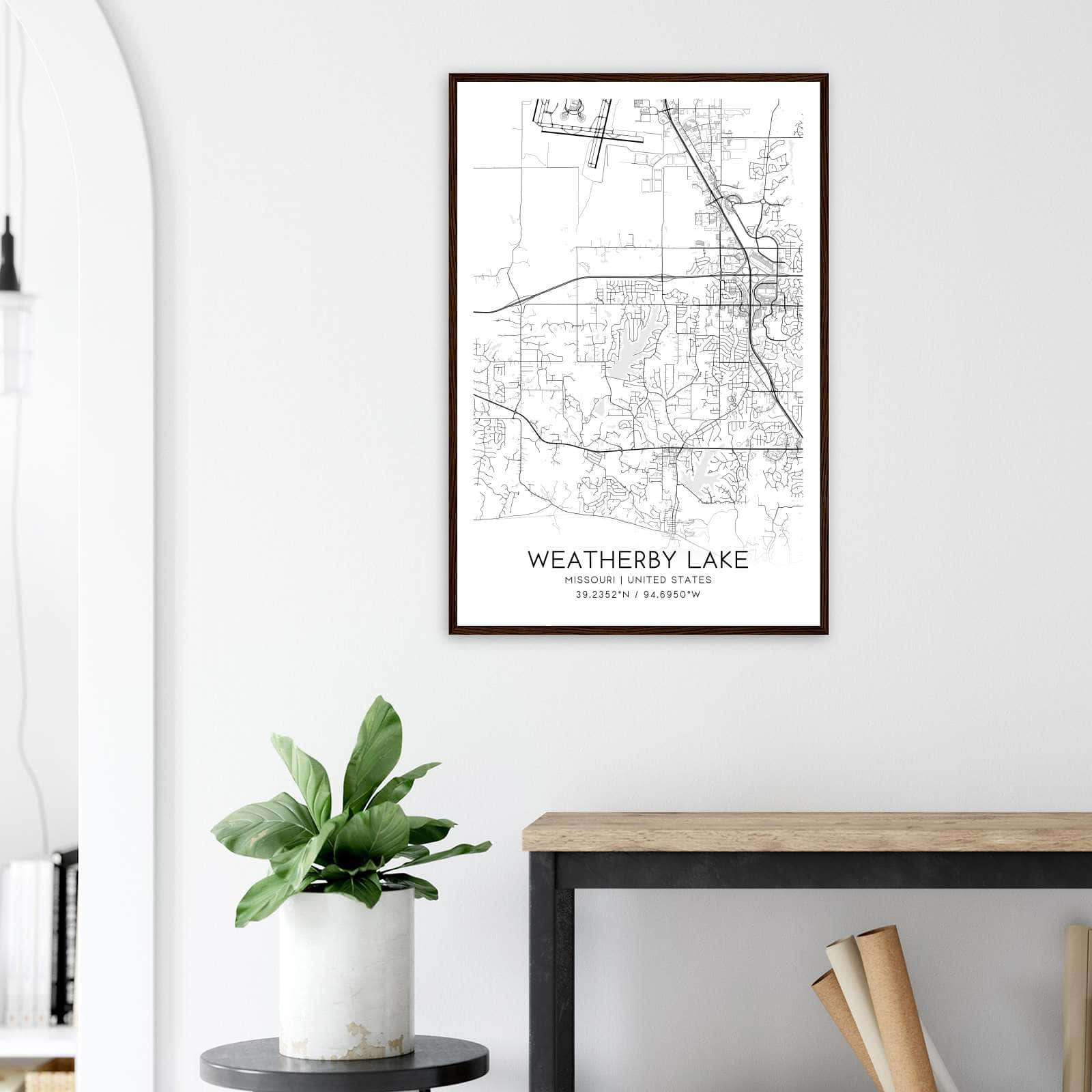 Weatherby Lake Missouri Map Poster, Modern Home Decor Wall Art Print ...