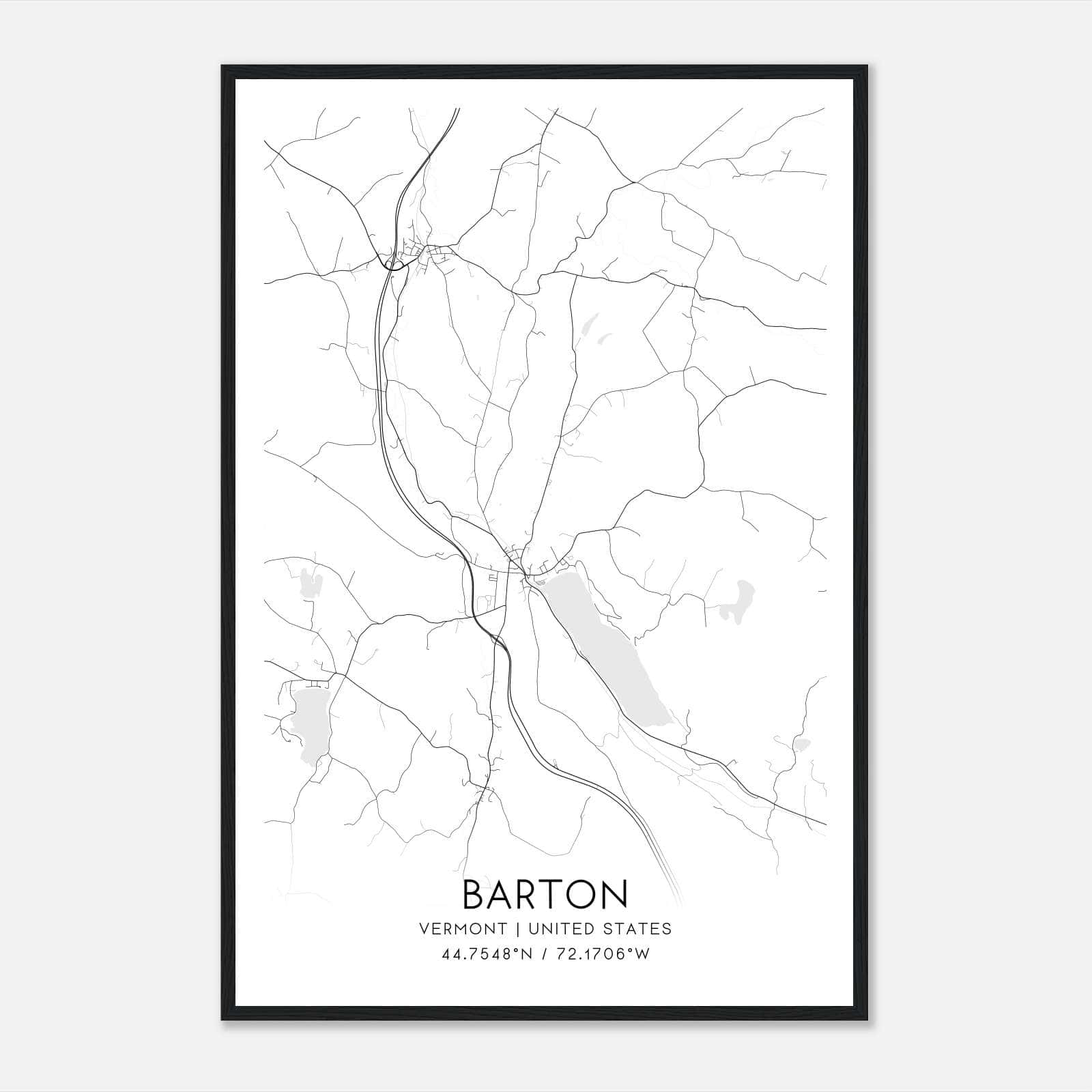 Barton Vermont Map Poster, Modern Home Decor Wall Art Print - Custom ...