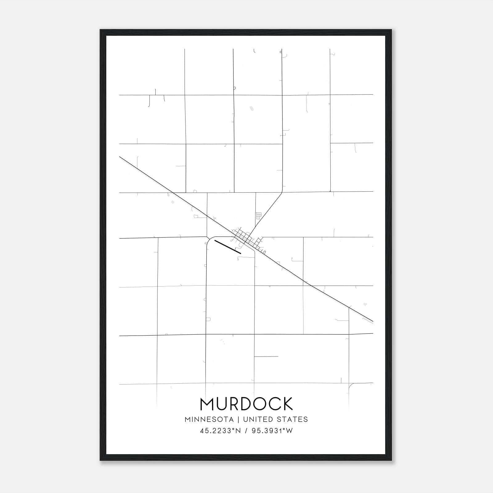 Murdock Minnesota Map Poster, Modern Home Decor Wall Art Print - Custom ...