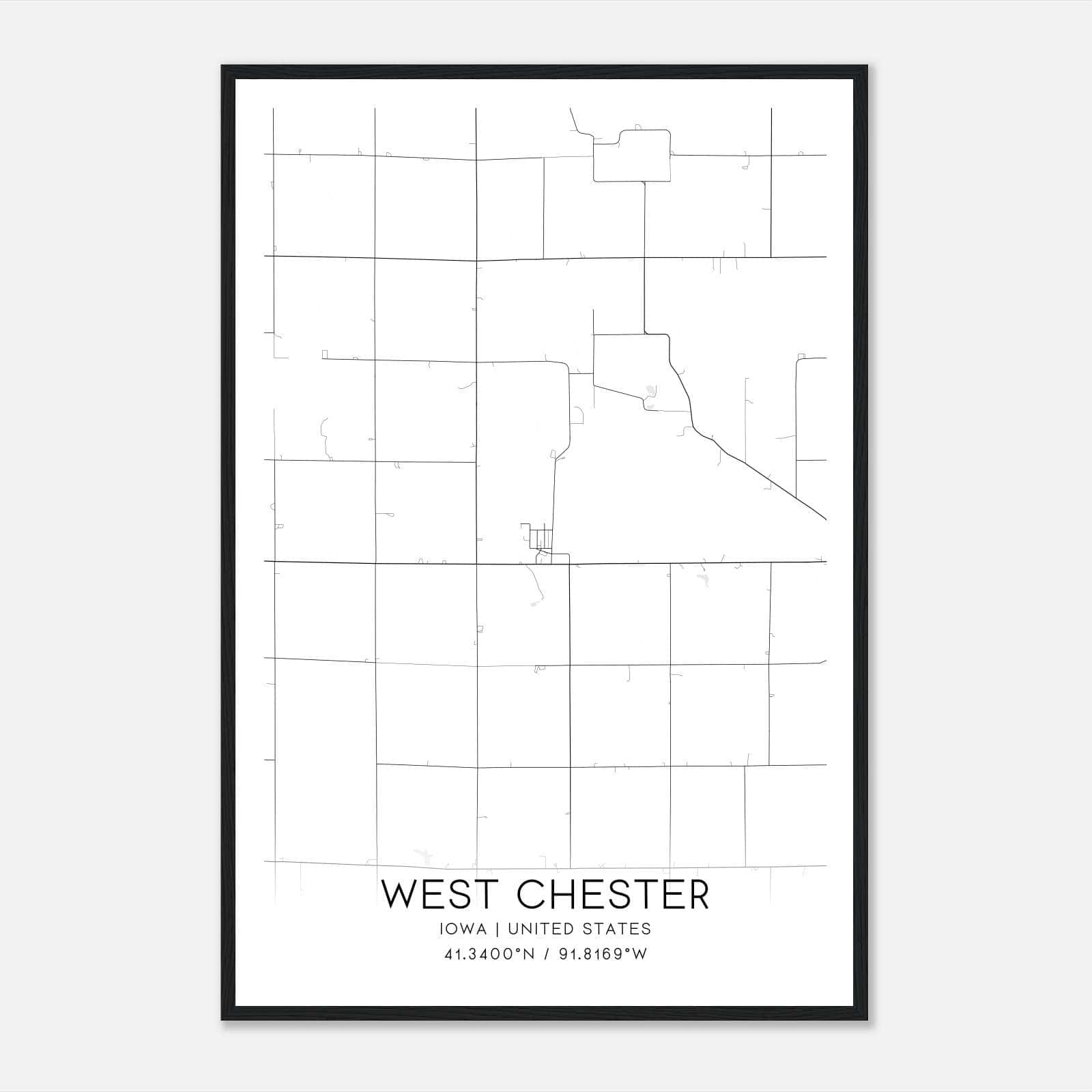 West Chester Iowa Map Poster, Modern Home Decor Wall Art Print - Custom ...