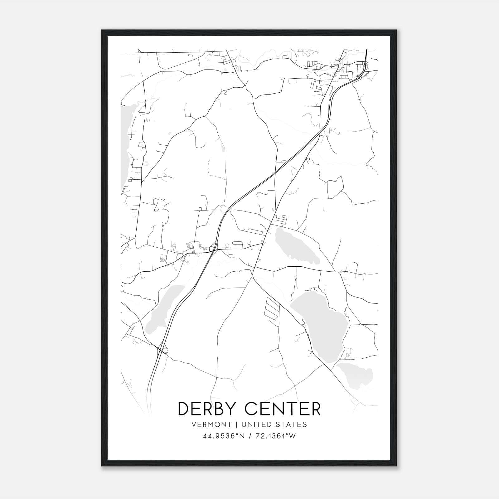 Derby Center Vermont Map Poster, Modern Home Decor Wall Art Print ...