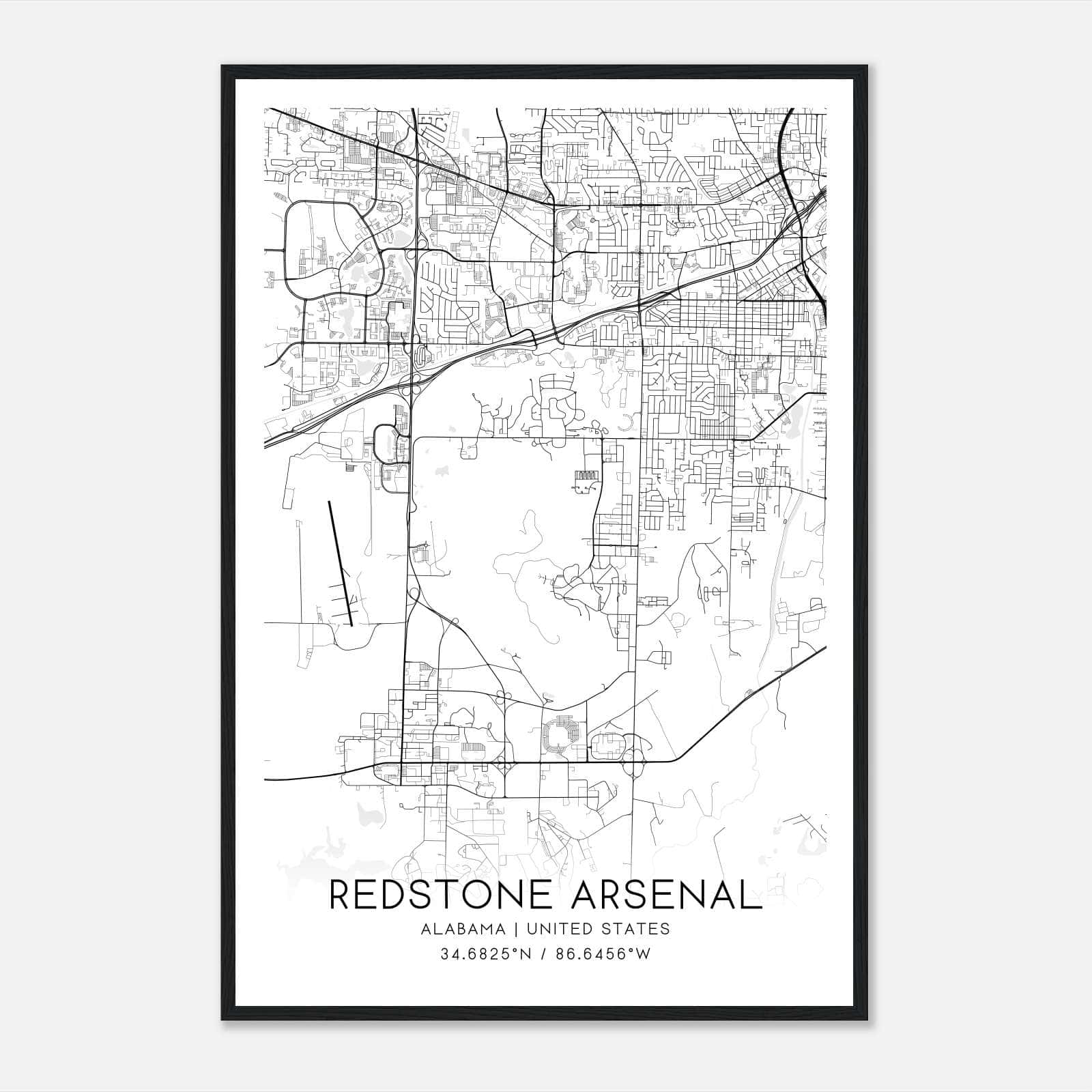 Redstone Arsenal Alabama Map Poster, Modern Home Decor Wall Art Print ...