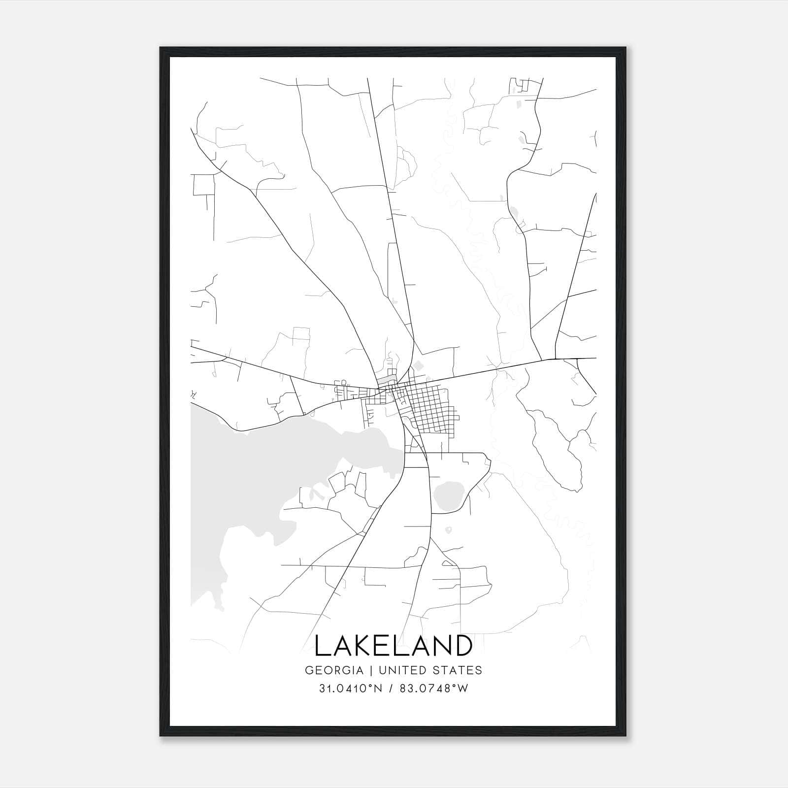 Lakeland Georgia Map Poster, Modern Home Decor Wall Art Print - Custom ...