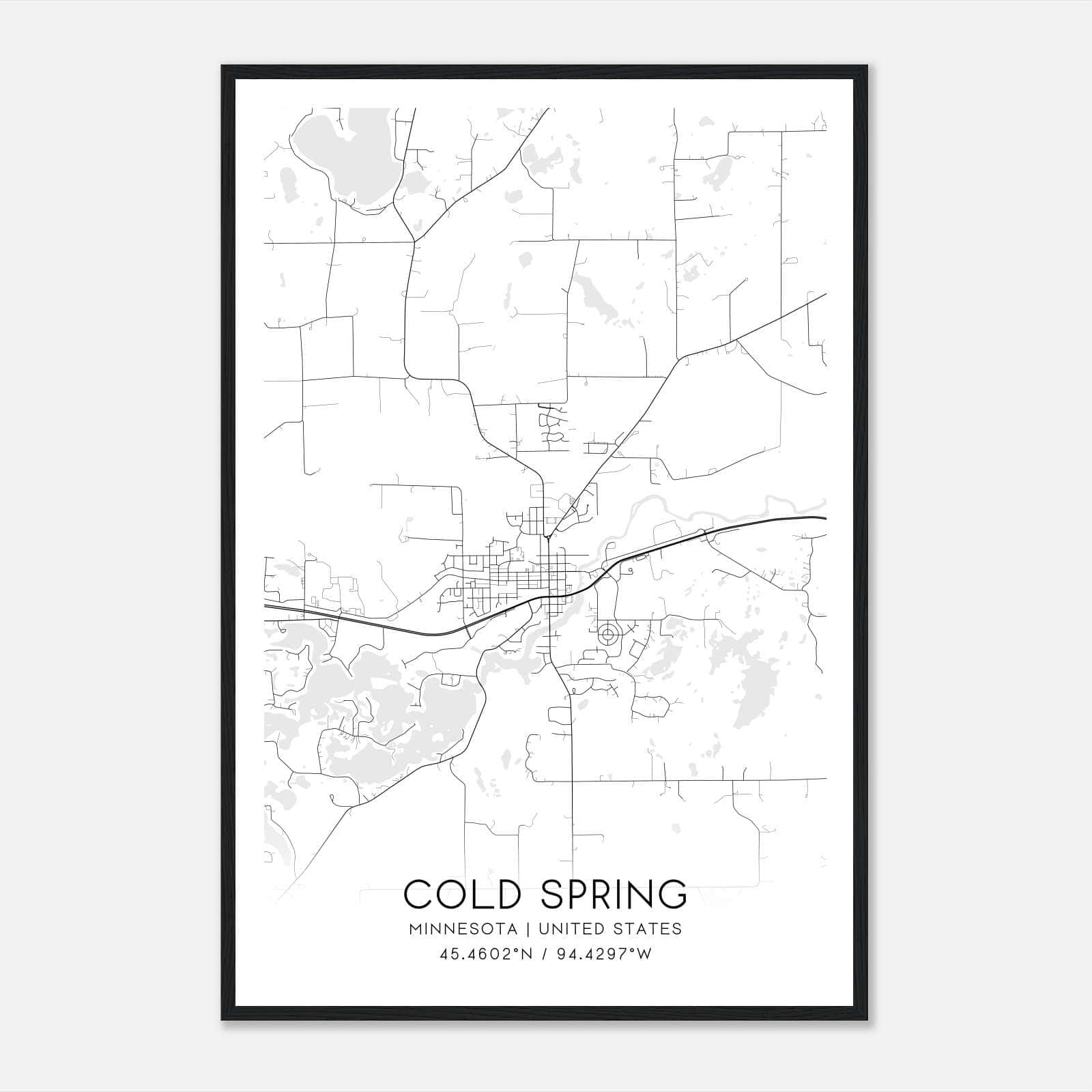 Cold Spring Minnesota Map Poster, Modern Home Decor Wall Art Print ...