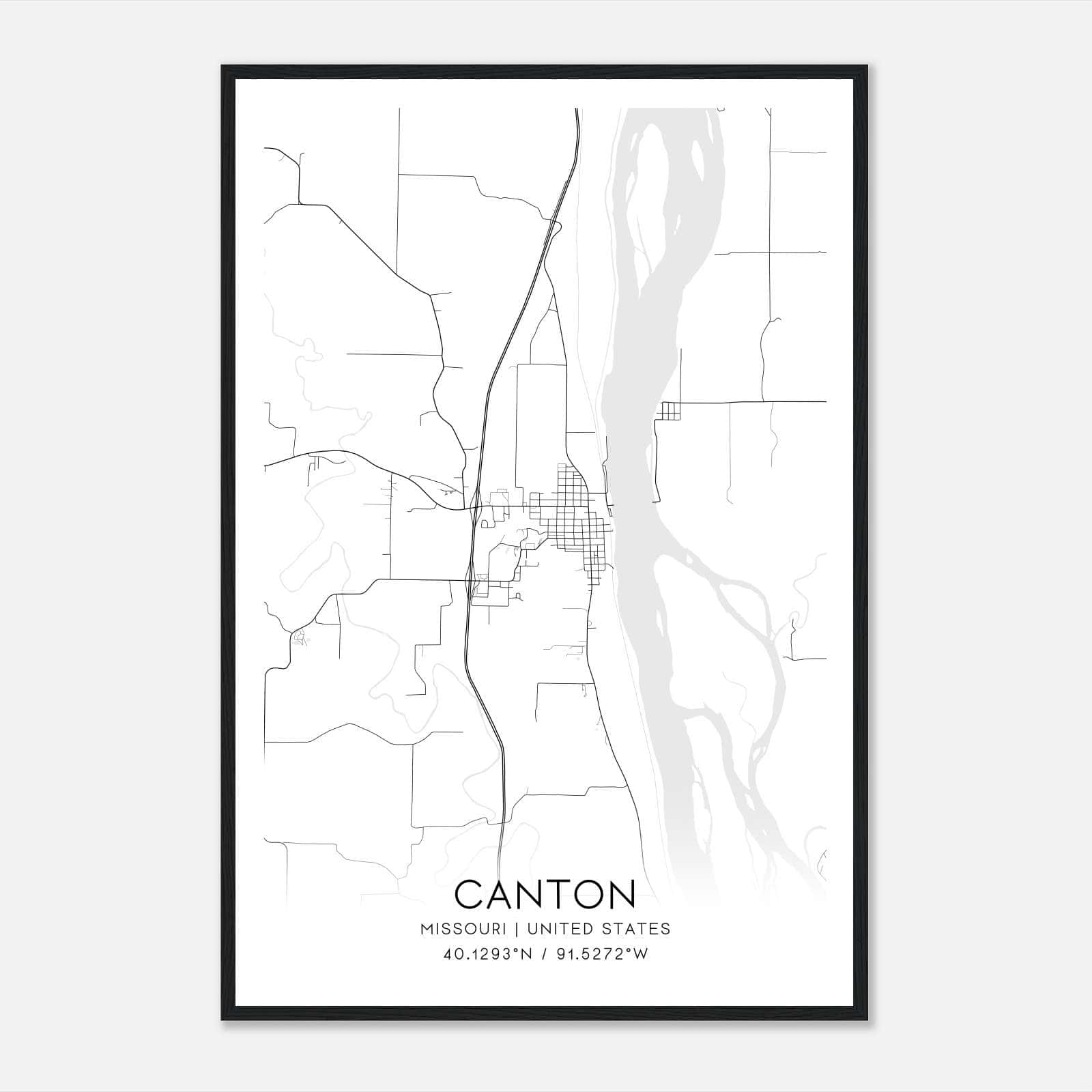 Canton Missouri Map Poster, Modern Home Decor Wall Art Print - Custom ...