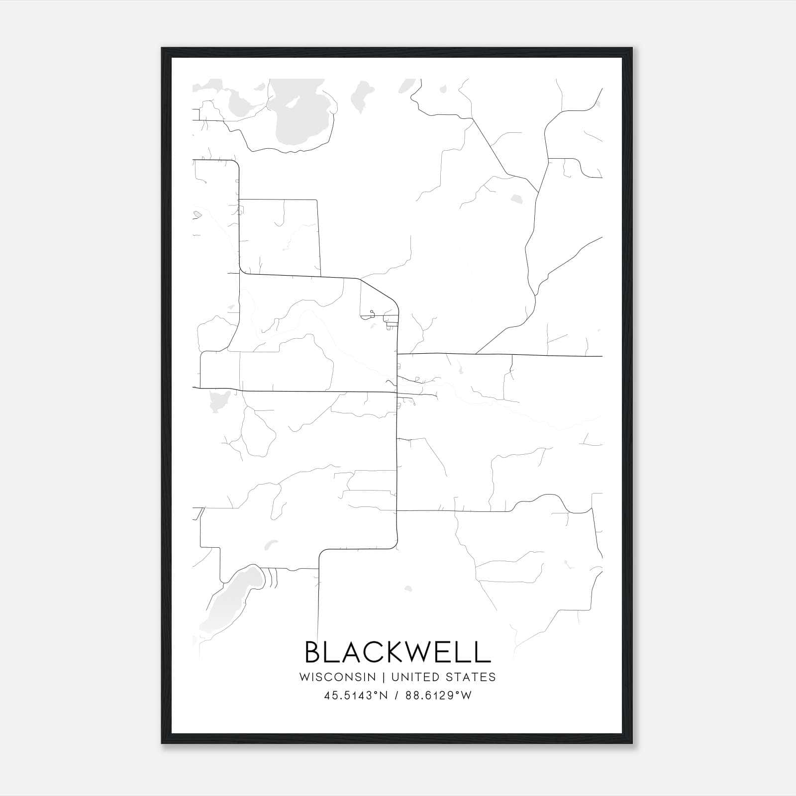 Blackwell Wisconsin Map Poster, Modern Home Decor Wall Art Print ...