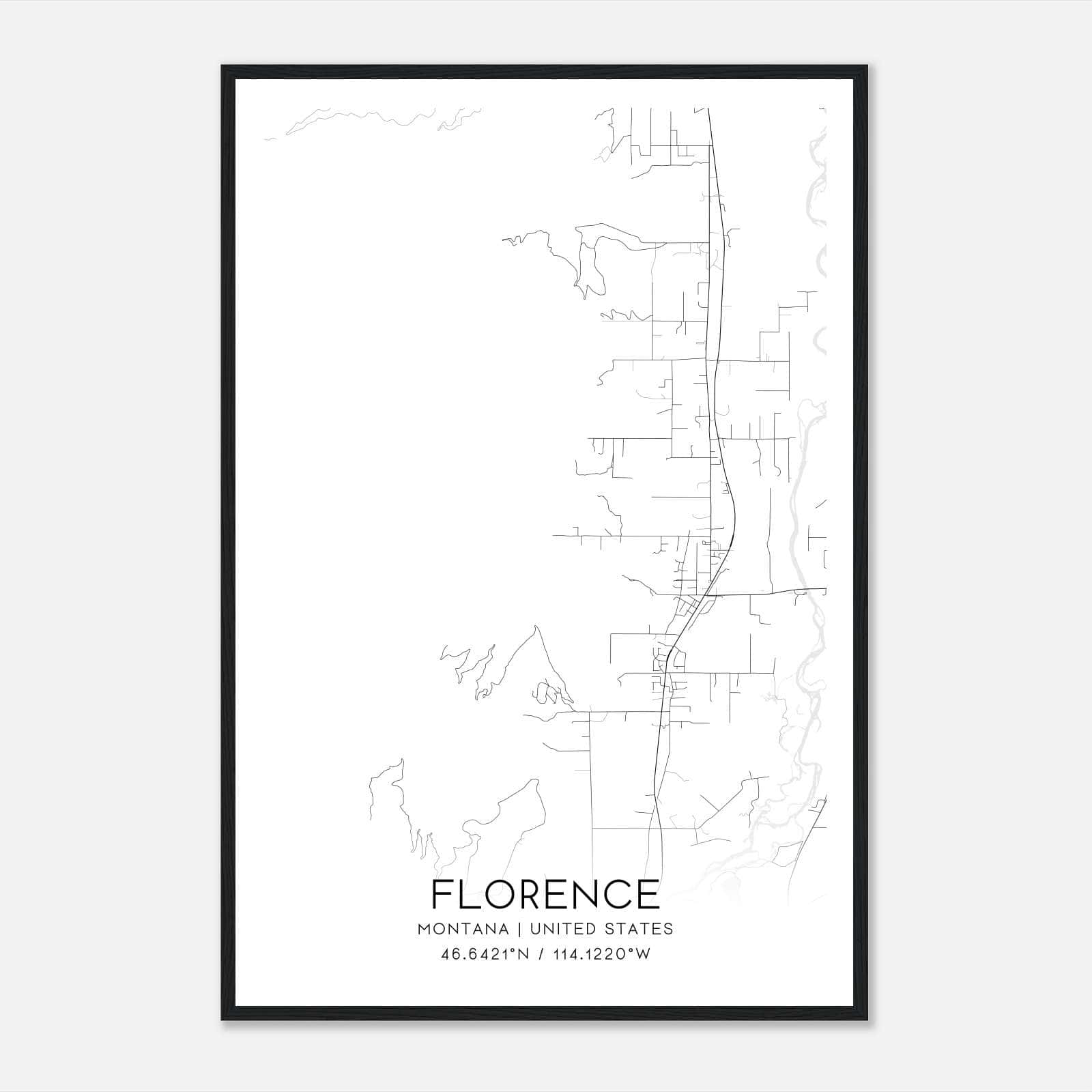 Florence Montana Map Poster, Modern Home Decor Wall Art Print - Custom ...