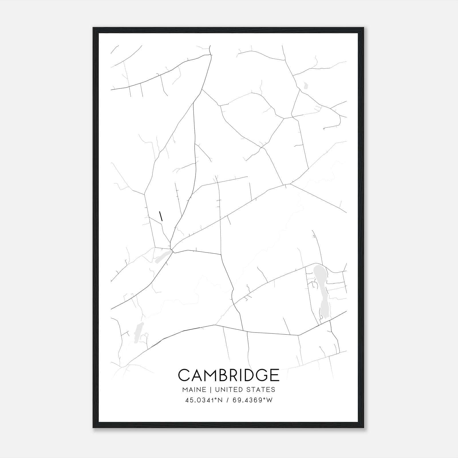 Cambridge Maine Map Poster, Modern Home Decor Wall Art Print - Custom ...