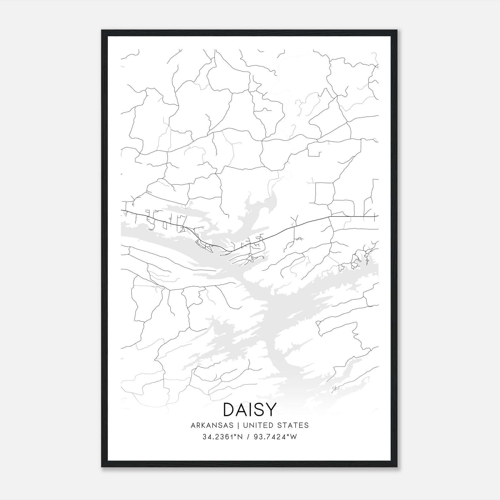Daisy Arkansas Map Poster, Modern Home Decor Wall Art Print - Custom ...