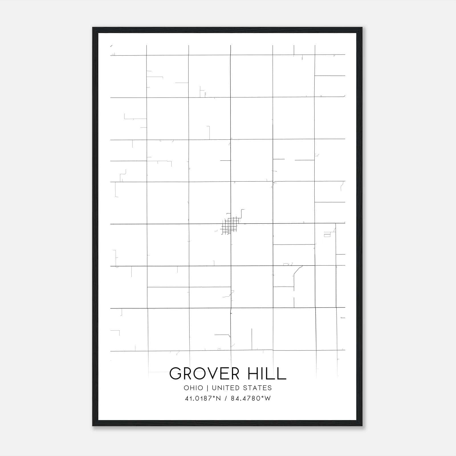 Grover Hill Ohio Map Poster, Modern Home Decor Wall Art Print - Custom ...