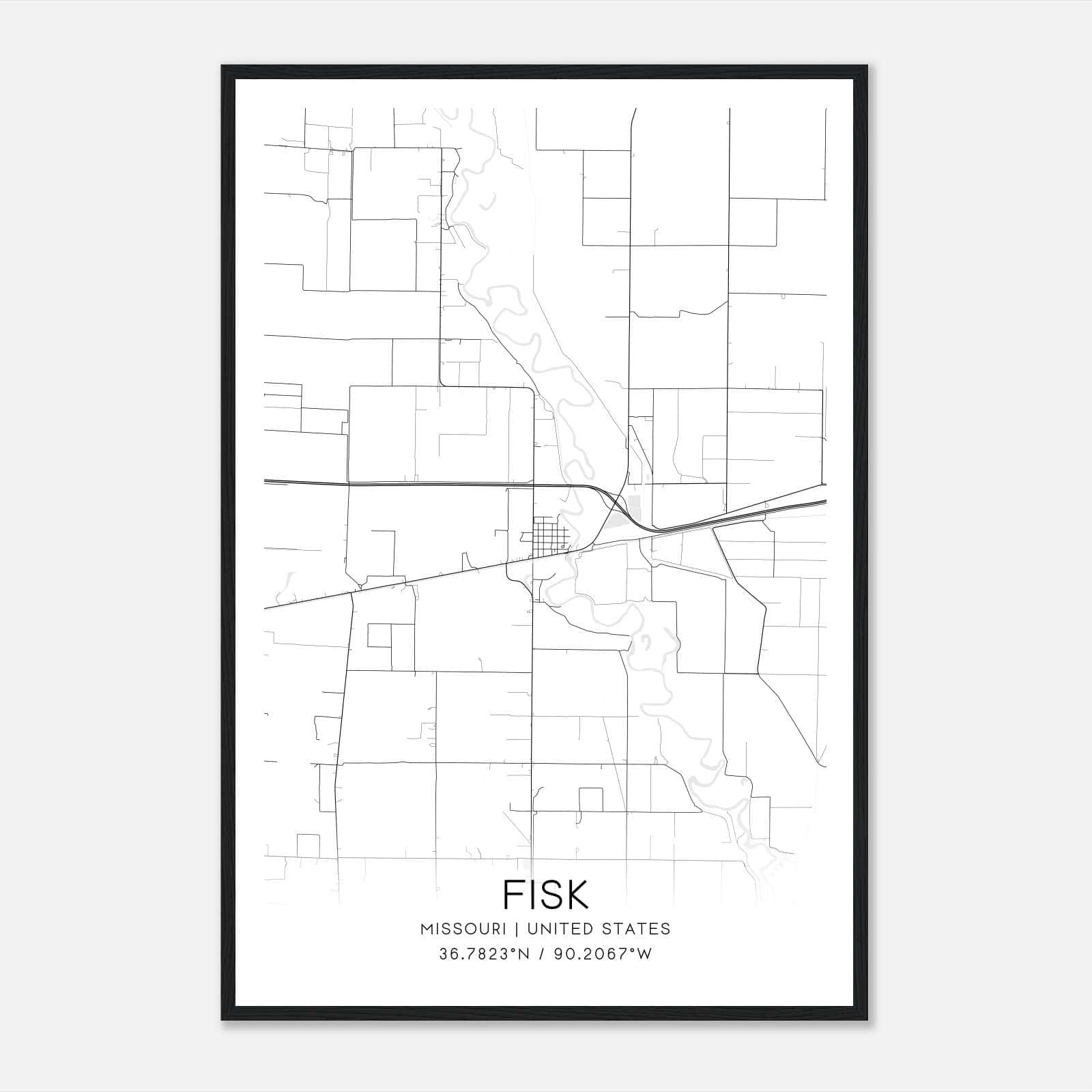 Fisk Missouri Map Poster, Modern Home Decor Wall Art Print - Custom ...