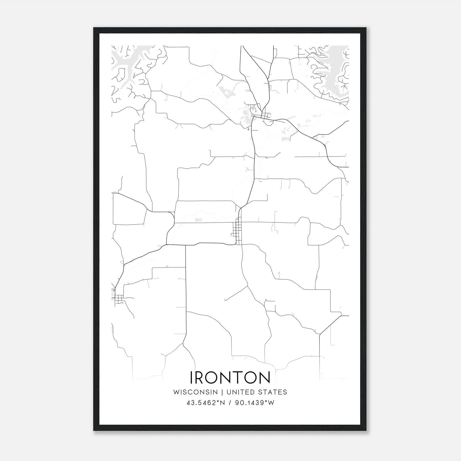 Ironton Wisconsin Map Poster, Modern Home Decor Wall Art Print - Custom Maps & Posters